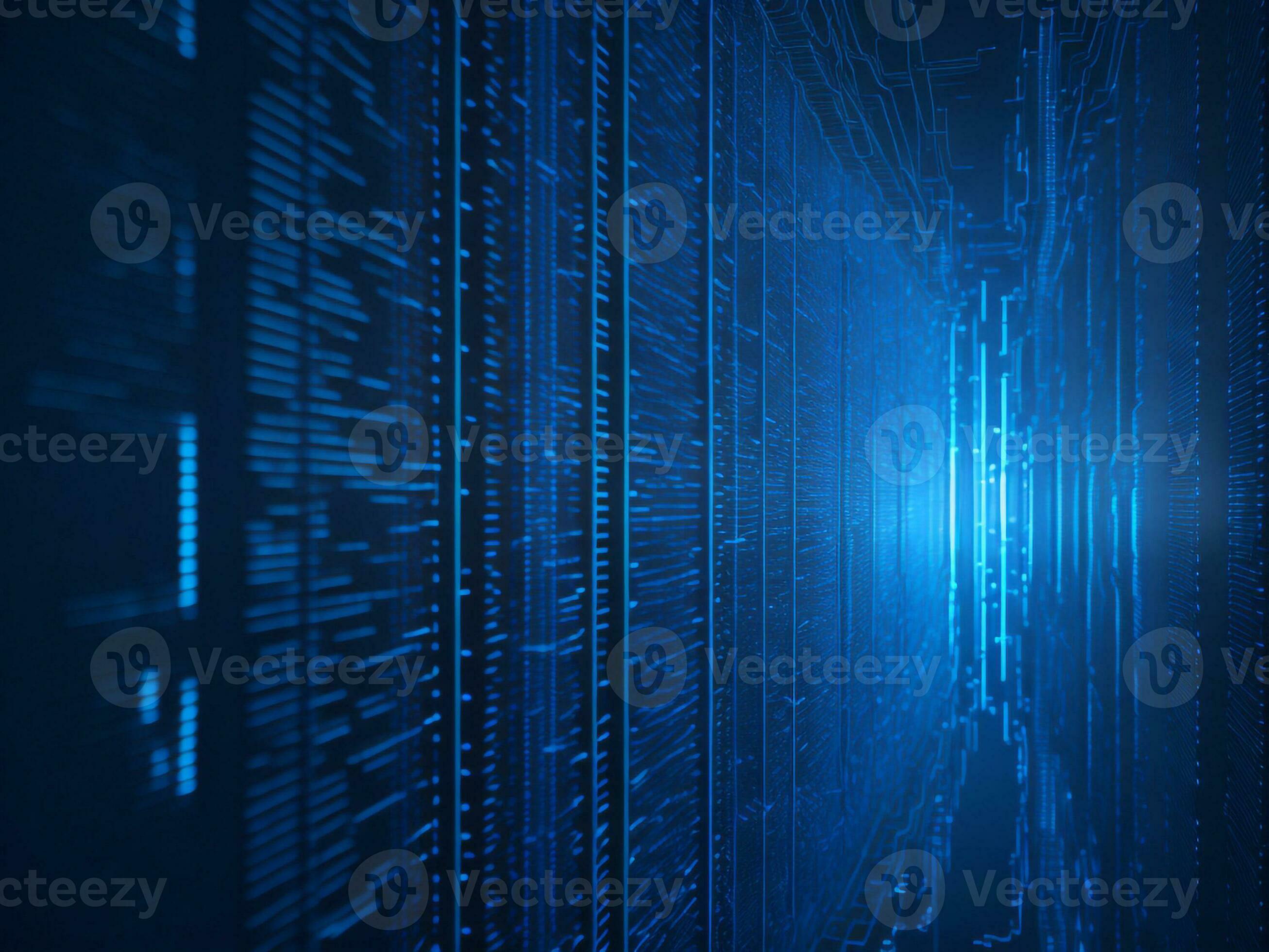 AI generated Blue digital binary data on computer screen background ...