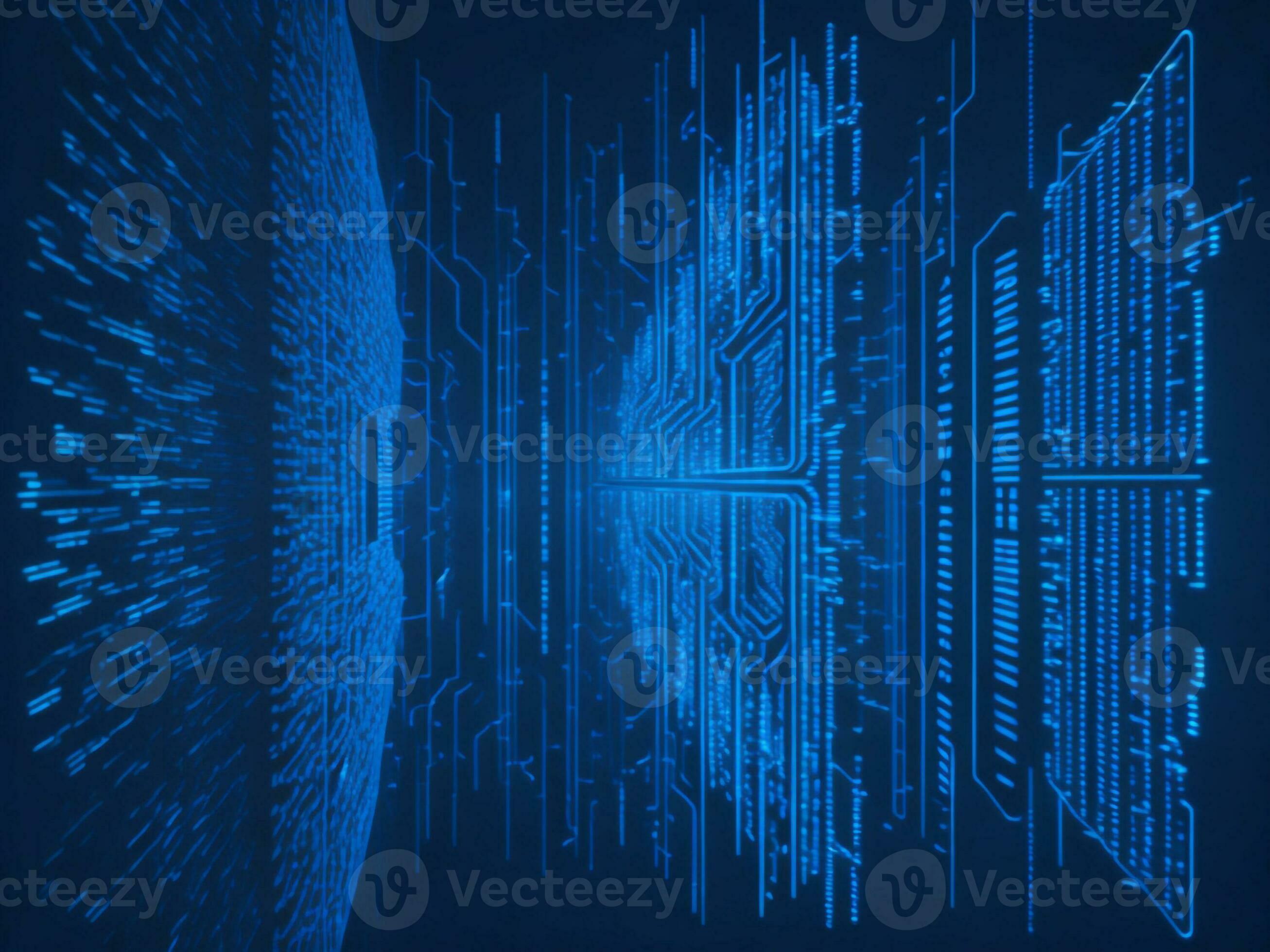 AI generated Blue digital binary data on computer screen background ...