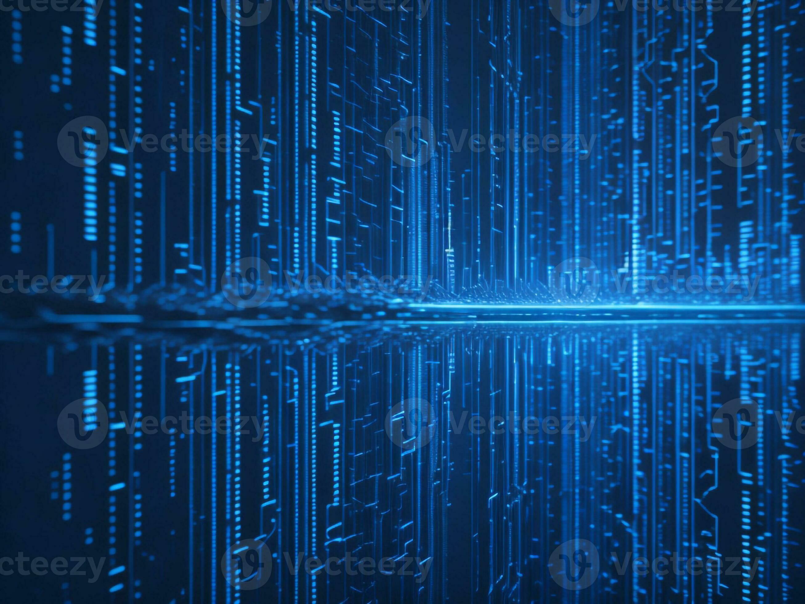 AI generated Blue digital binary data on computer screen background. binary code background ...