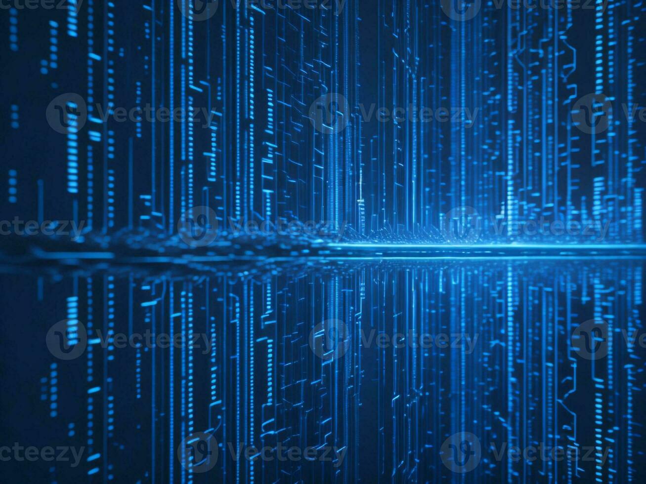 Ai Generated Blue Digital Binary Data On Computer Screen Background Binary Code Background