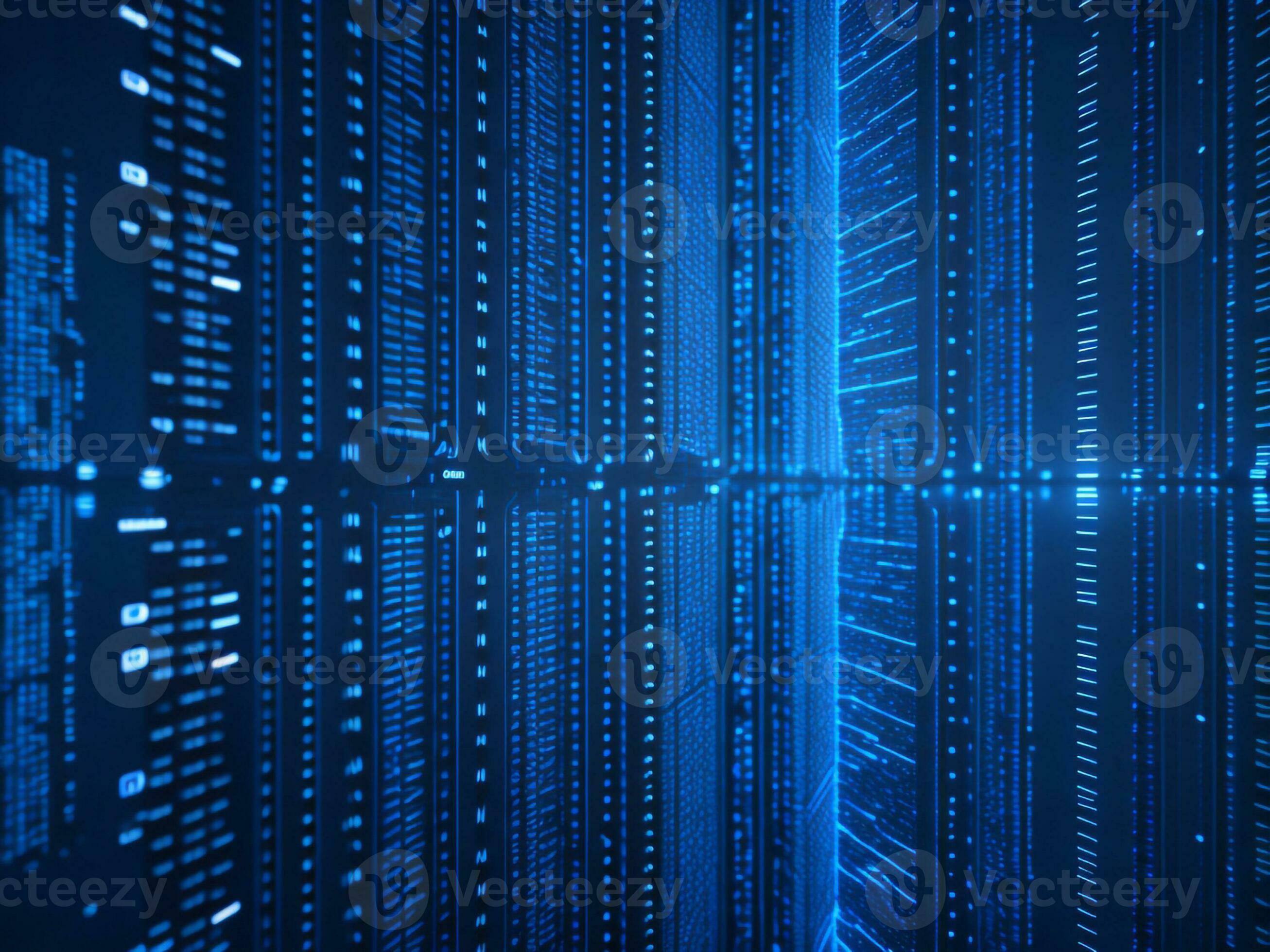 AI generated Blue digital binary data on computer screen background ...