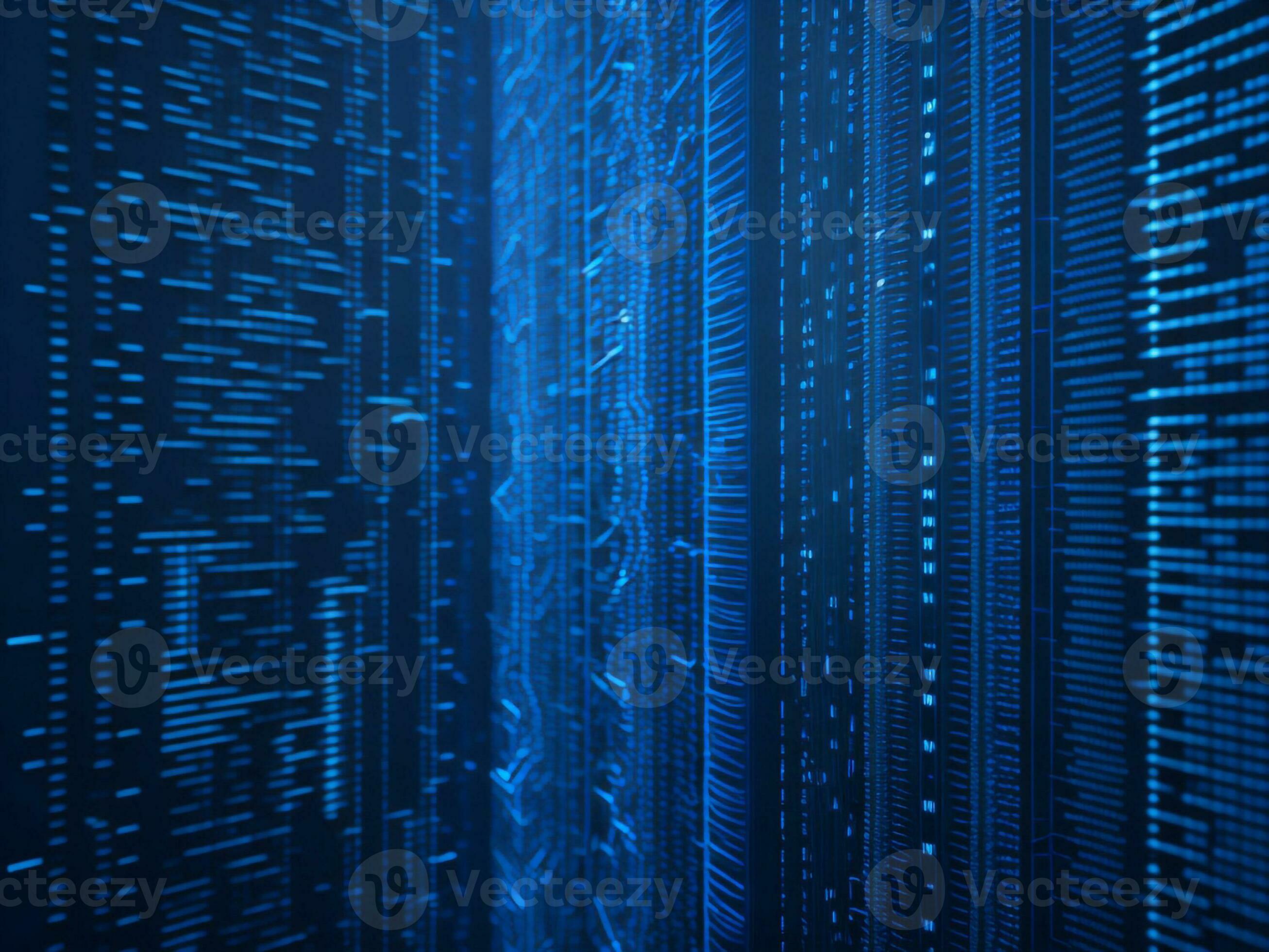 AI generated Blue digital binary data on computer screen background. binary code background ...