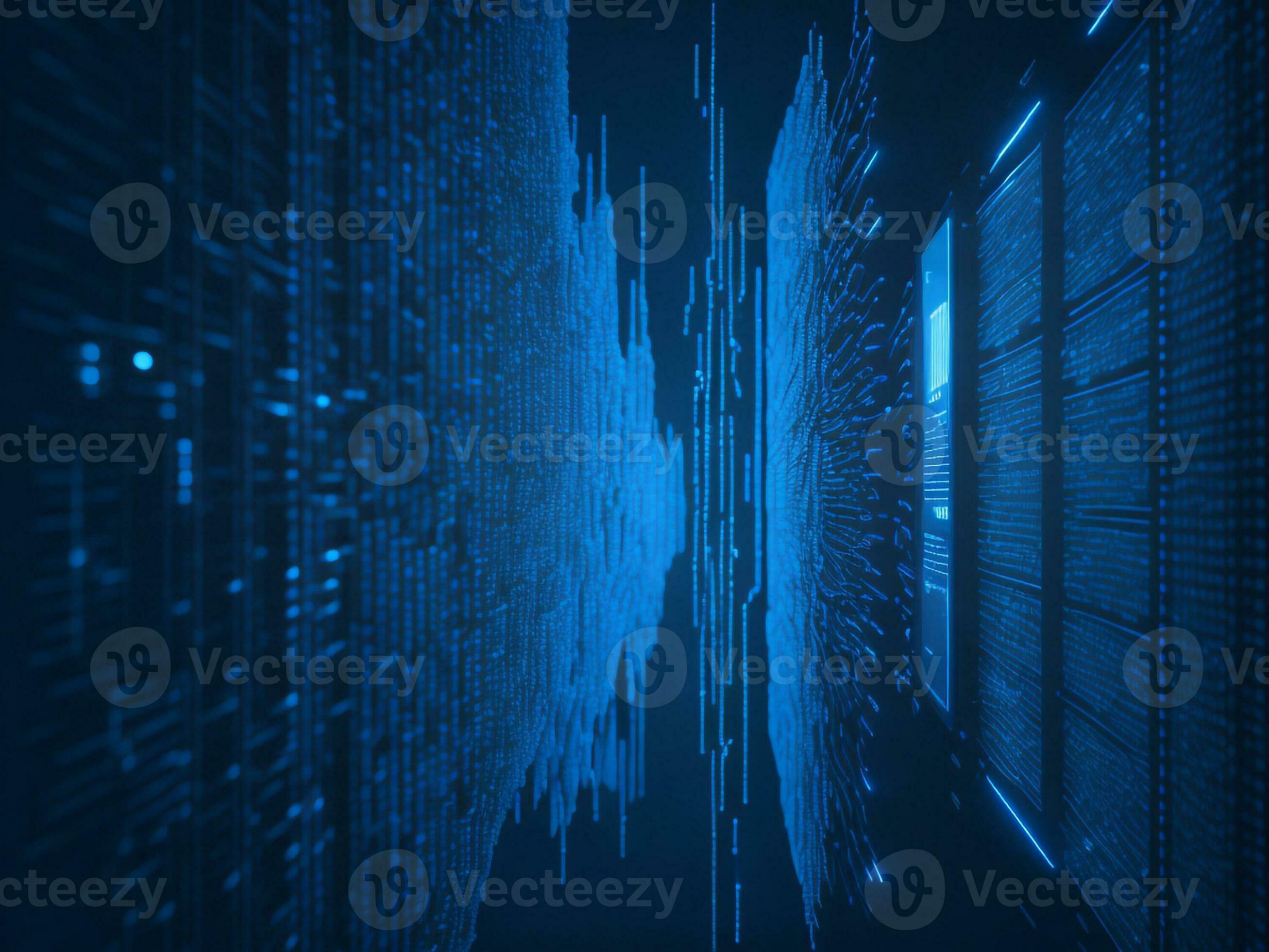 AI generated Digital Cyberspace with Particles and Digital Data Network Connections. High Speed ...