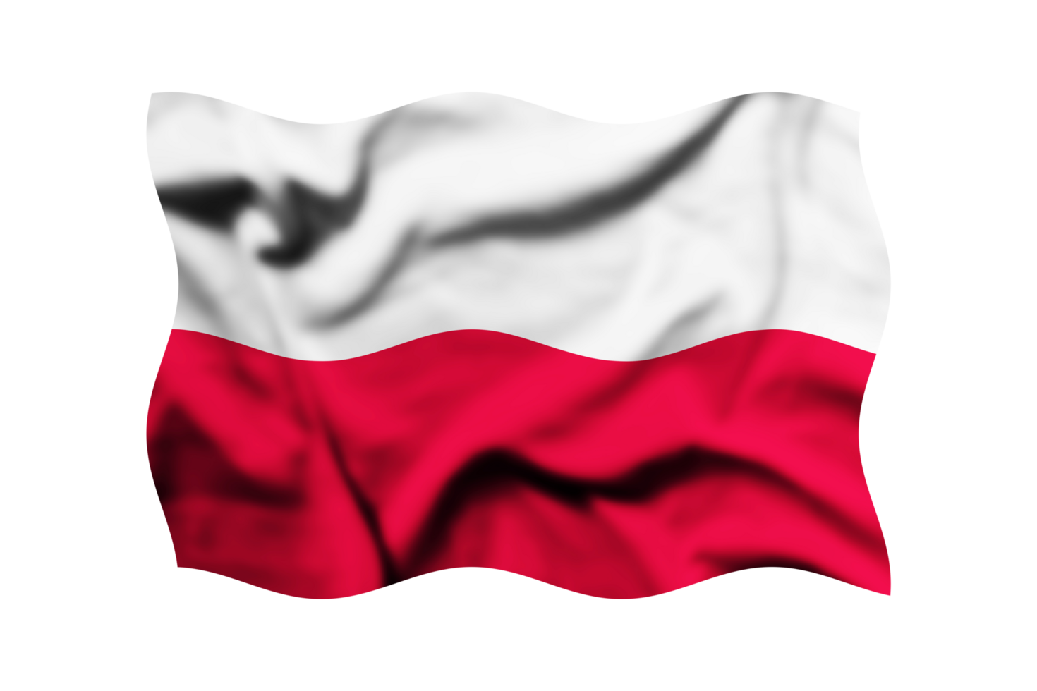 Waving the Poland flag isolated on a transparent background, 3d rendering. Clipping path ...