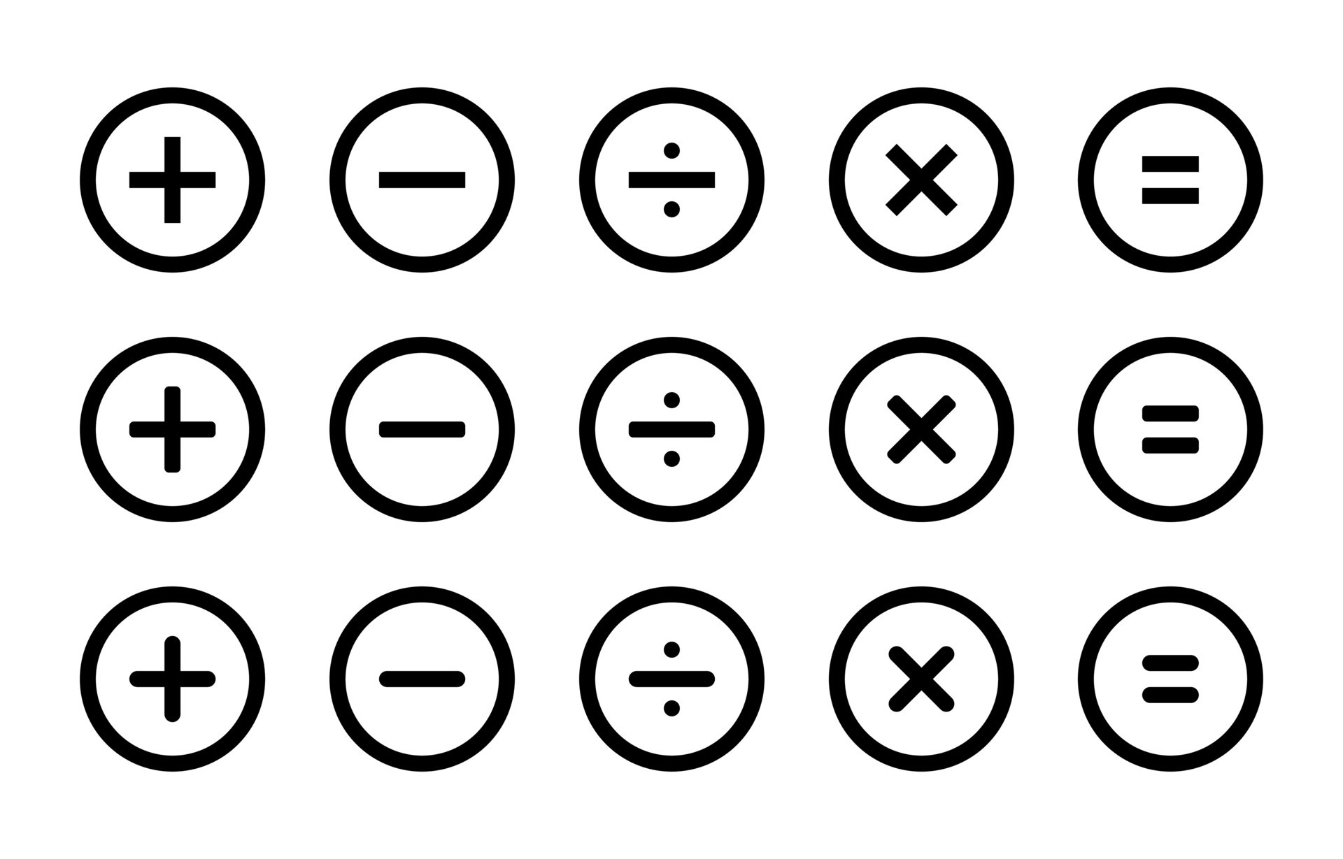 Addition Subtraction Division Multiplication And Equality Icon On Circle Line 35235742