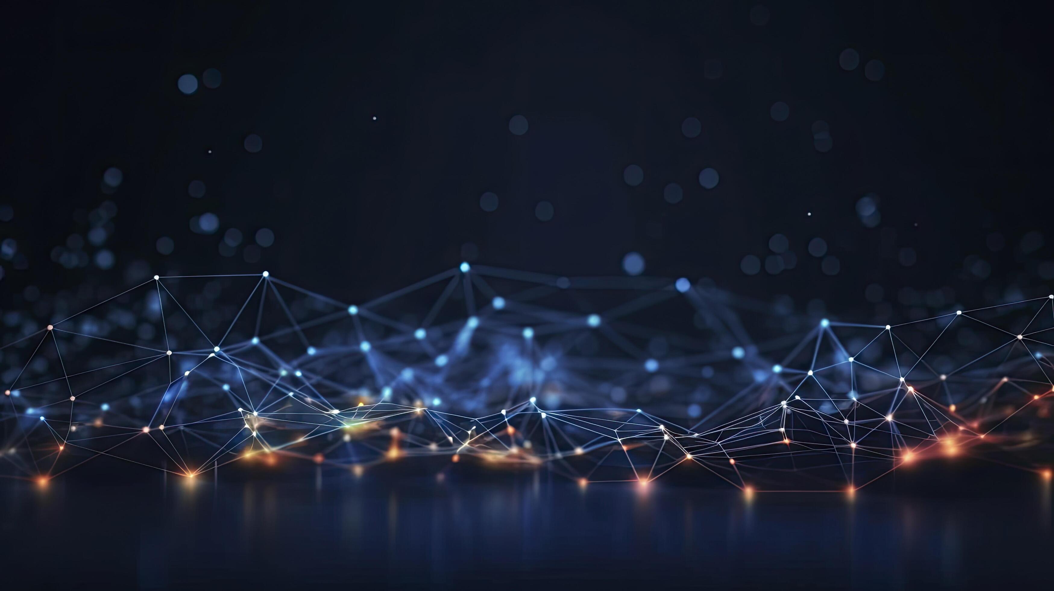 Ai Generated Abstract Connected Dots And Lines Motion Of Digital Data Flow Ai Generated