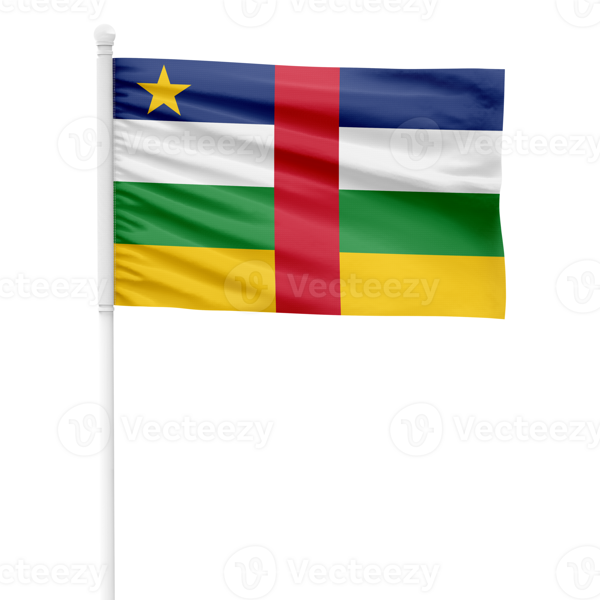 Realistic Rendering Of The Central African Republic Flag Waving On A