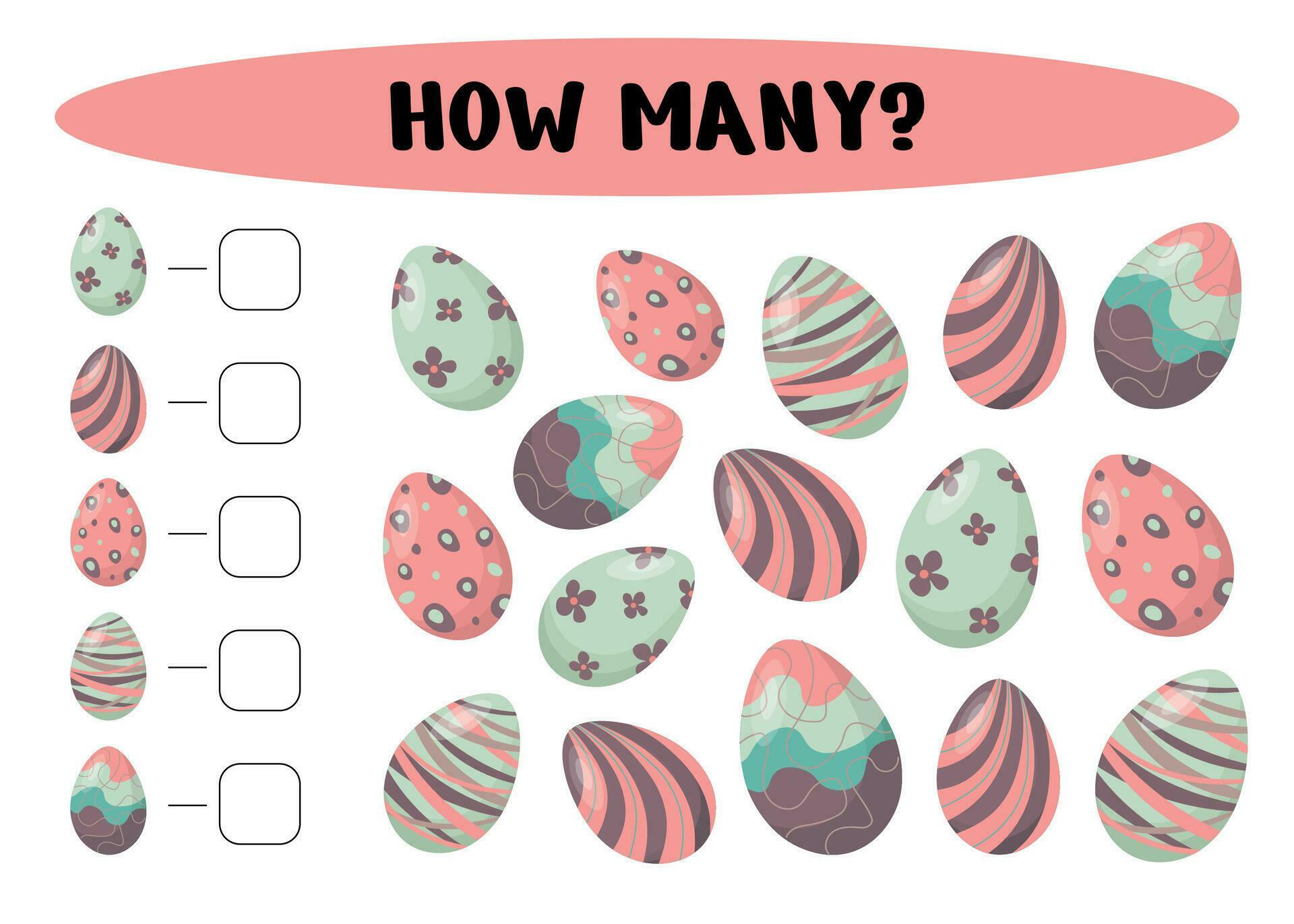 How many easter eggs.Educational mathematical game. Count the number of ...