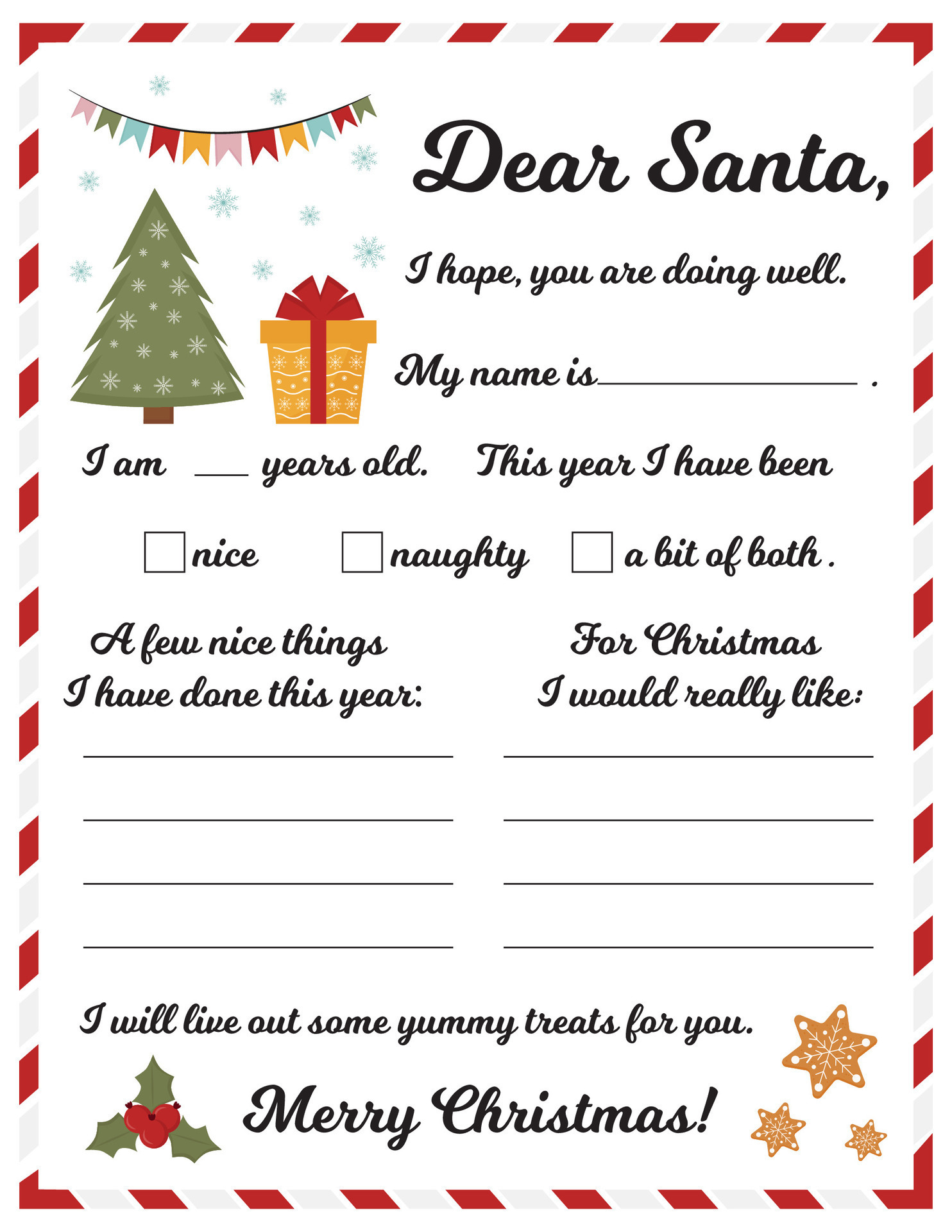 Printable Letter to Santa. Santa Letters for kids. Dear Santa Letter ...