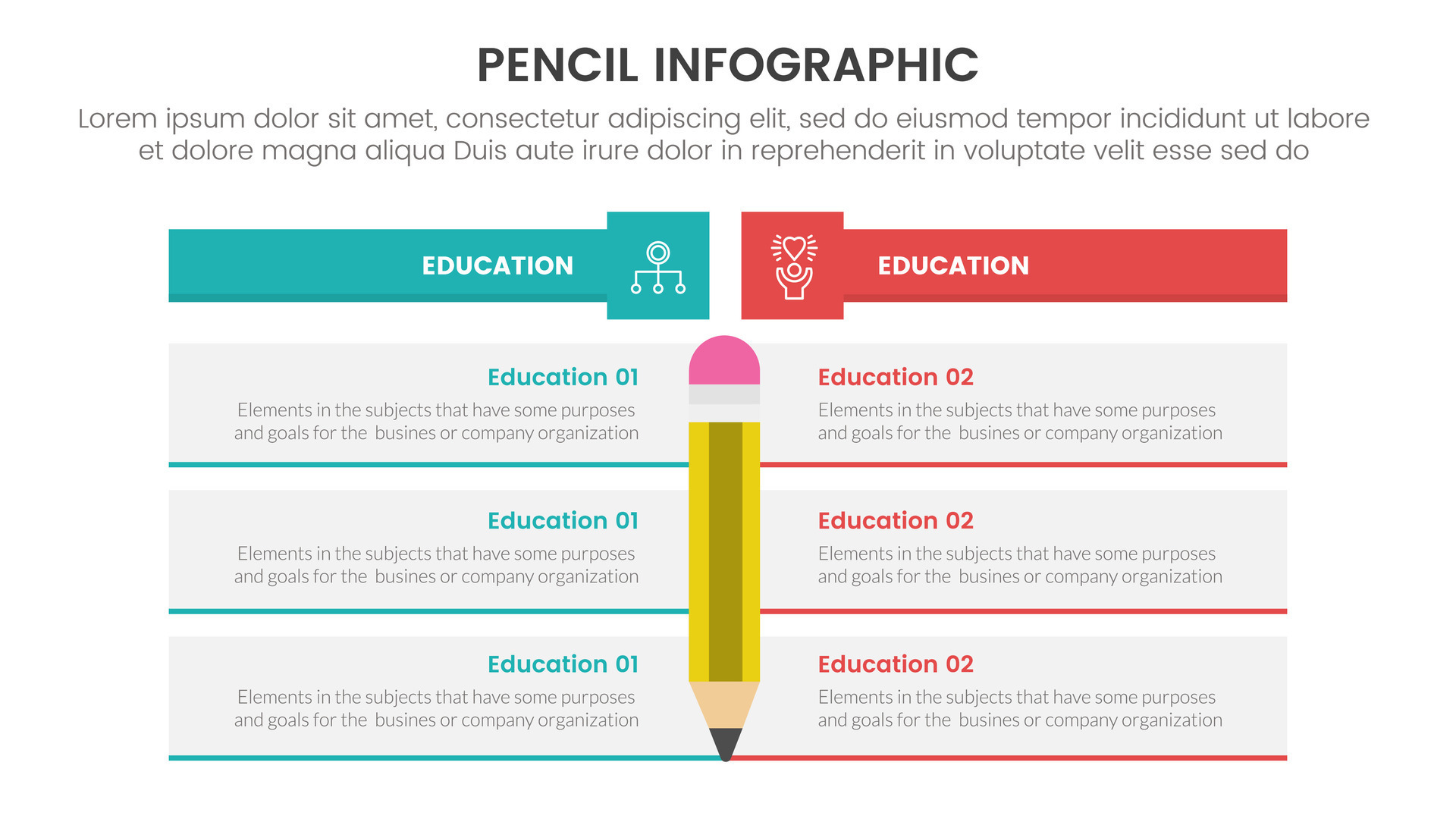 pencil education infographic 3 point stage template with data vs ...