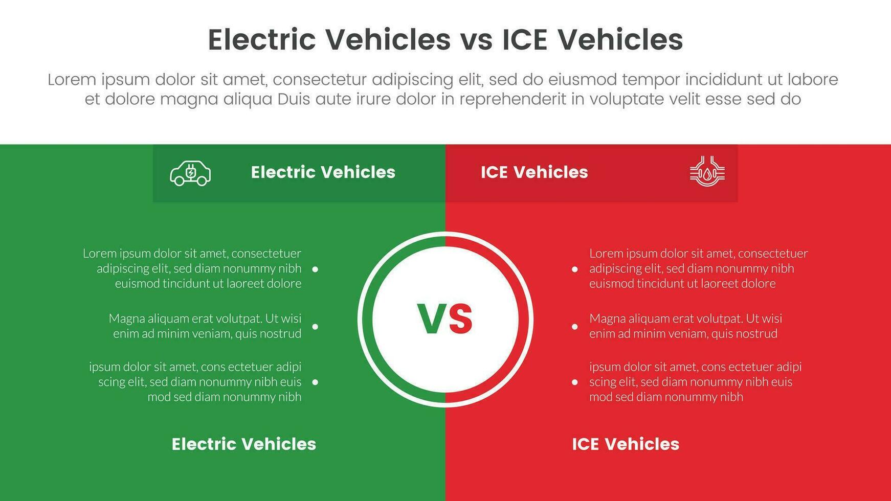 Ev Vs Ice Electric Vehicle Comparison Concept For Infographic Template
