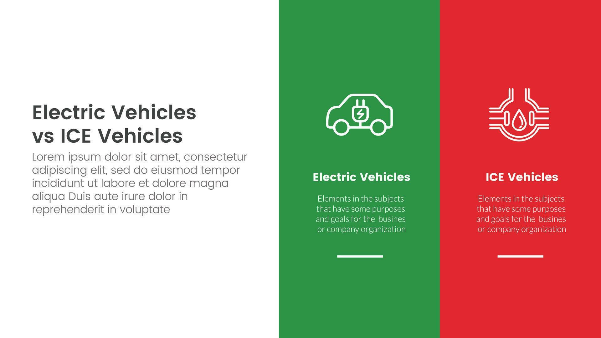Ev Vs Ice Electric Vehicle Comparison Concept For Infographic Template