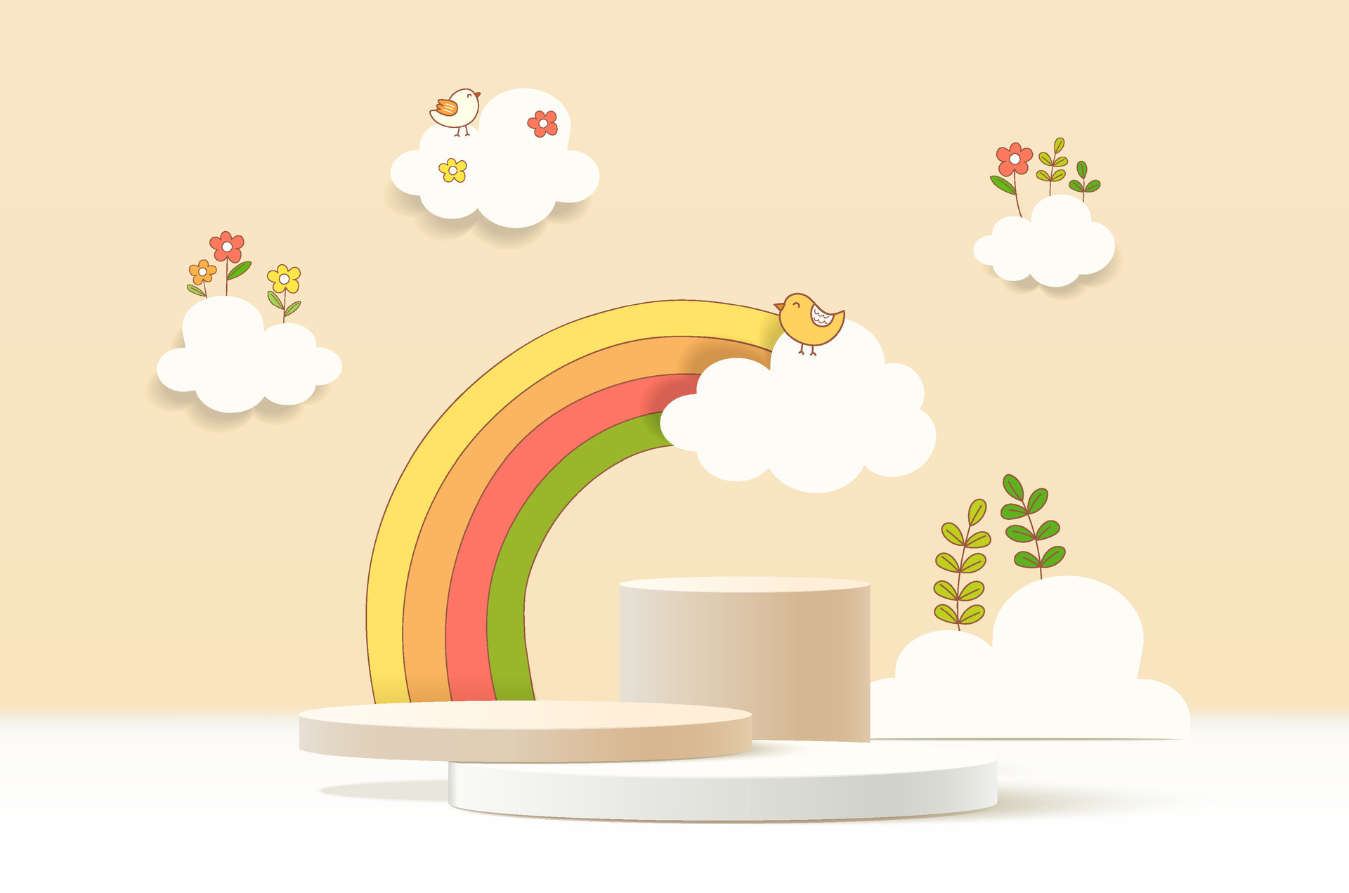 Vector Background With Cute Design In Paper Cut Style. 35262706 Vector