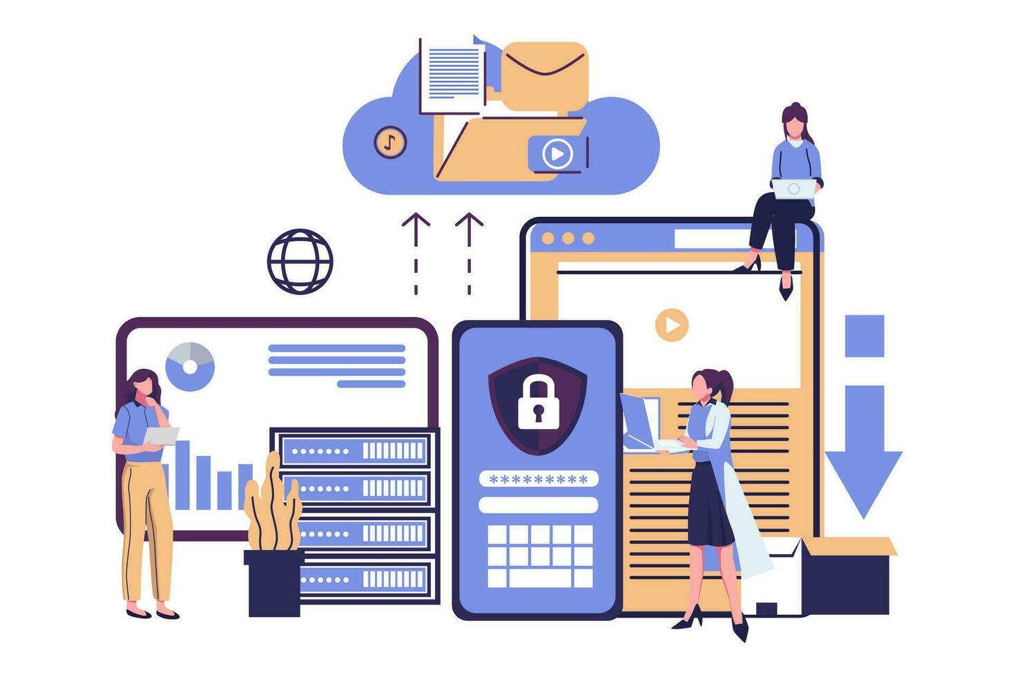 Data visualization concept, big data flat style illustration vector ...