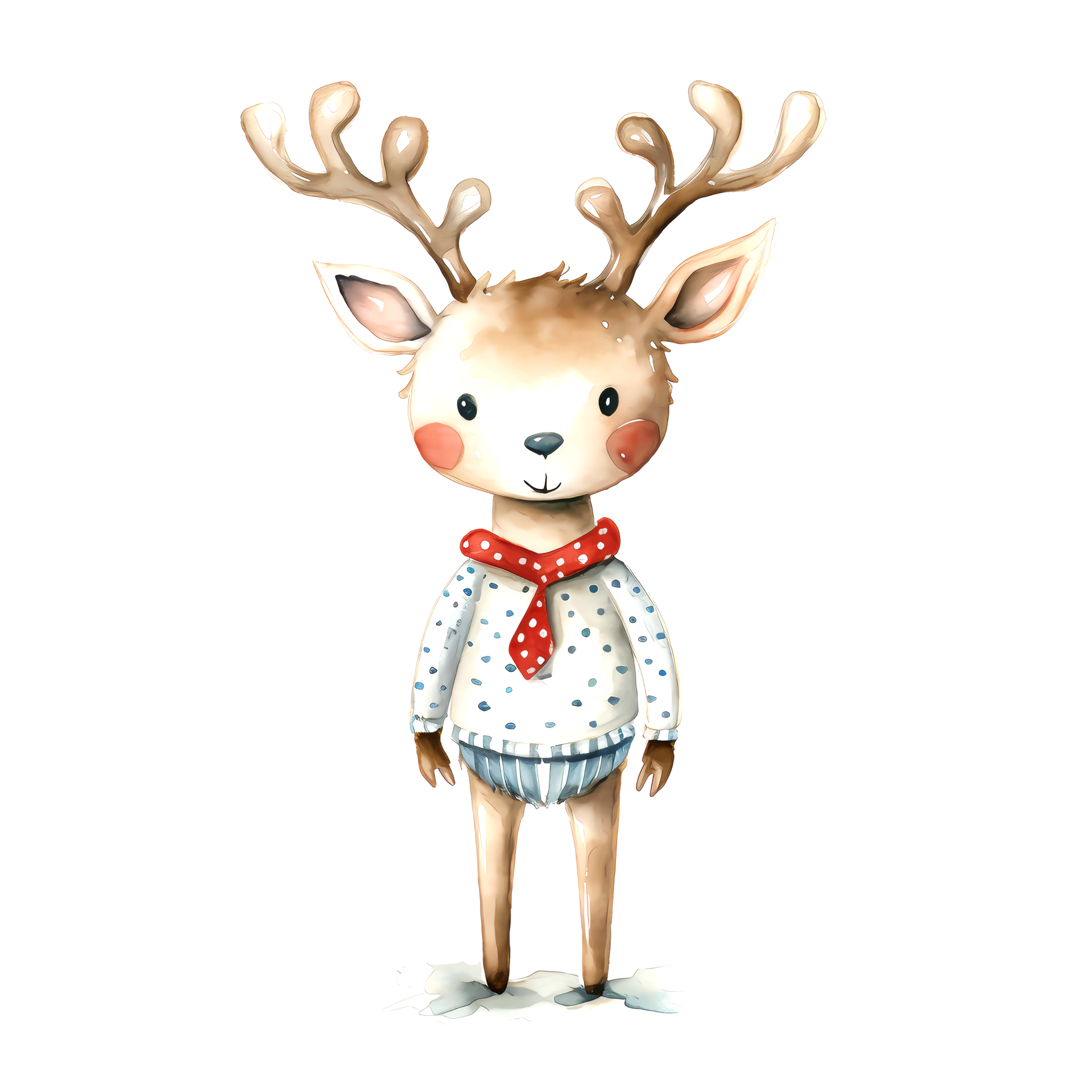 Ai Generated Watercolor Christmas Deer Clipart Ai Generated 35264256 Png