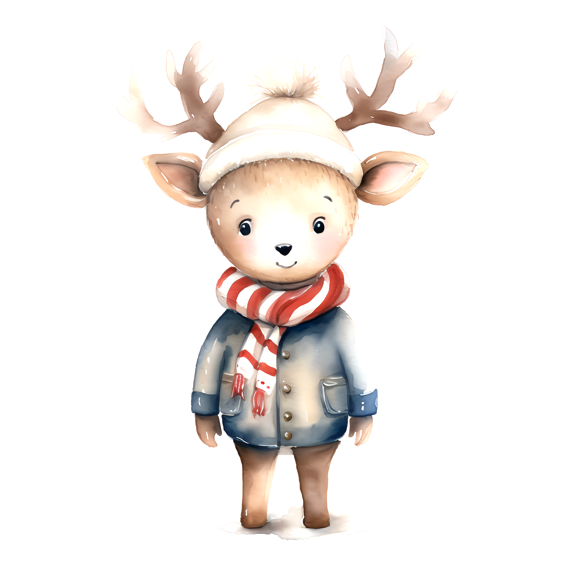 Ai Generated Watercolor Christmas Deer Clipart Ai Generated 35264264 Png