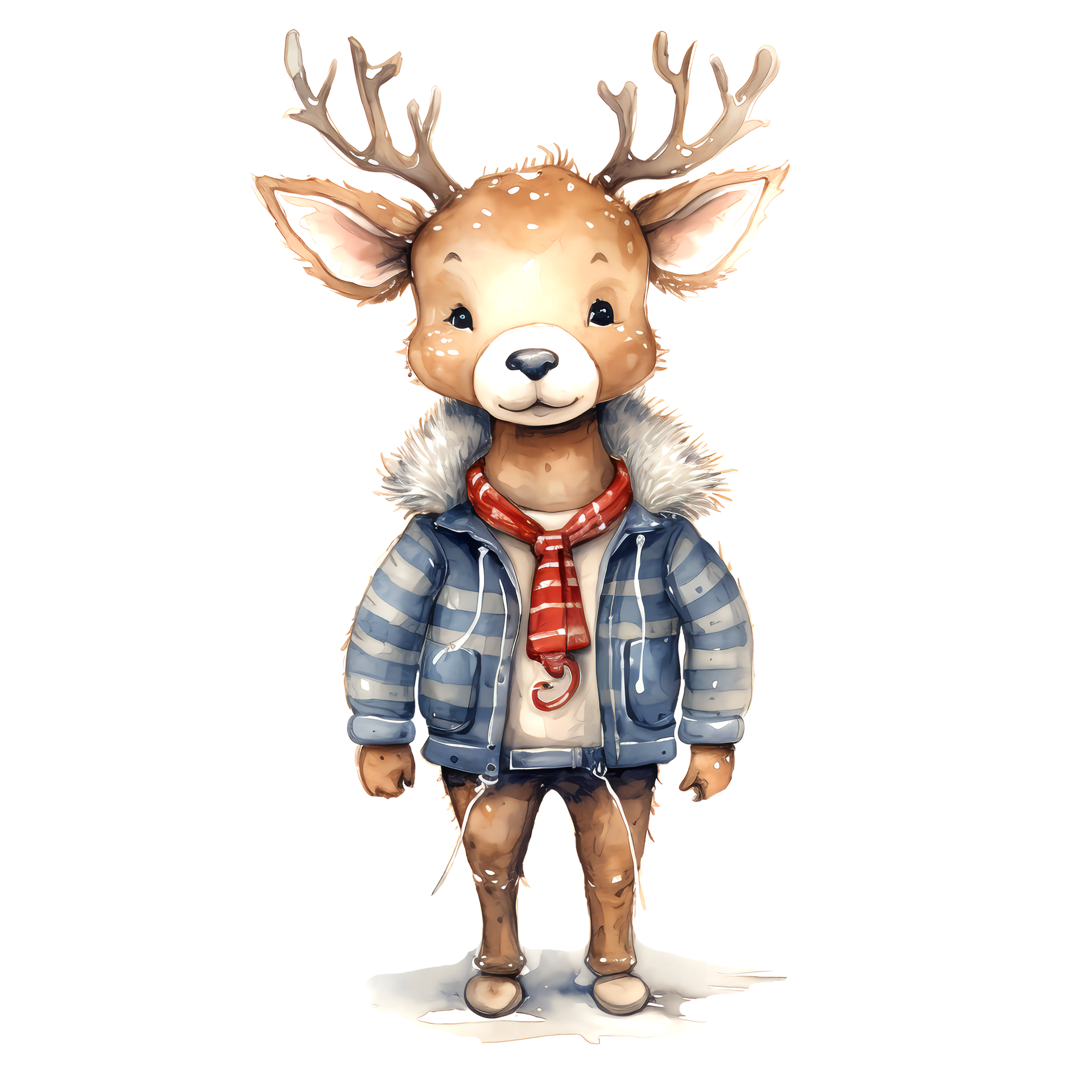 Ai Generated Watercolor Christmas Deer Clipart Ai Generated 35264282 Png