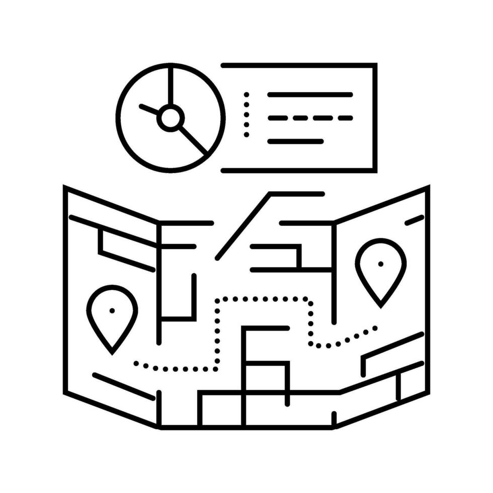 Route Optimization Logistic Manager Line Icon Vector Illustration