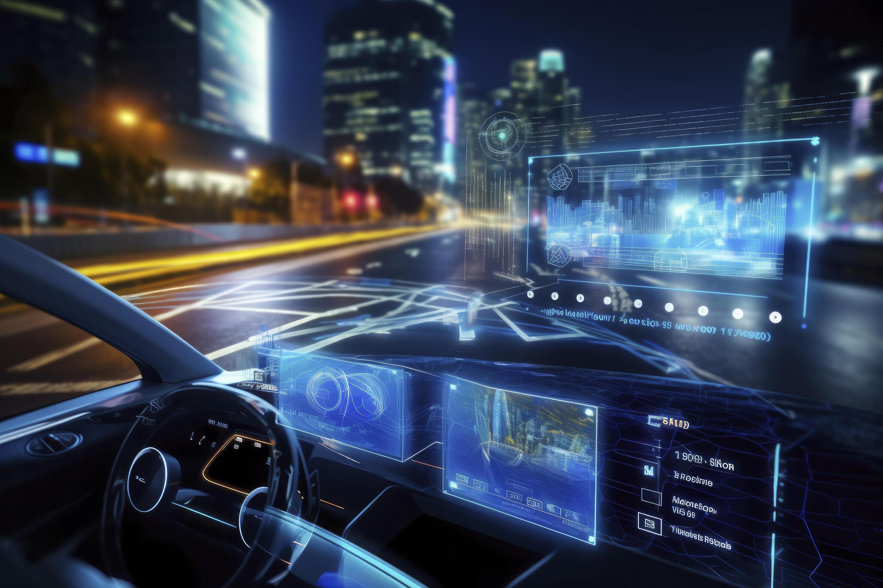 Ai Generated Modern Smart Car Technology Intelligent System Using Heads Up Display Hud