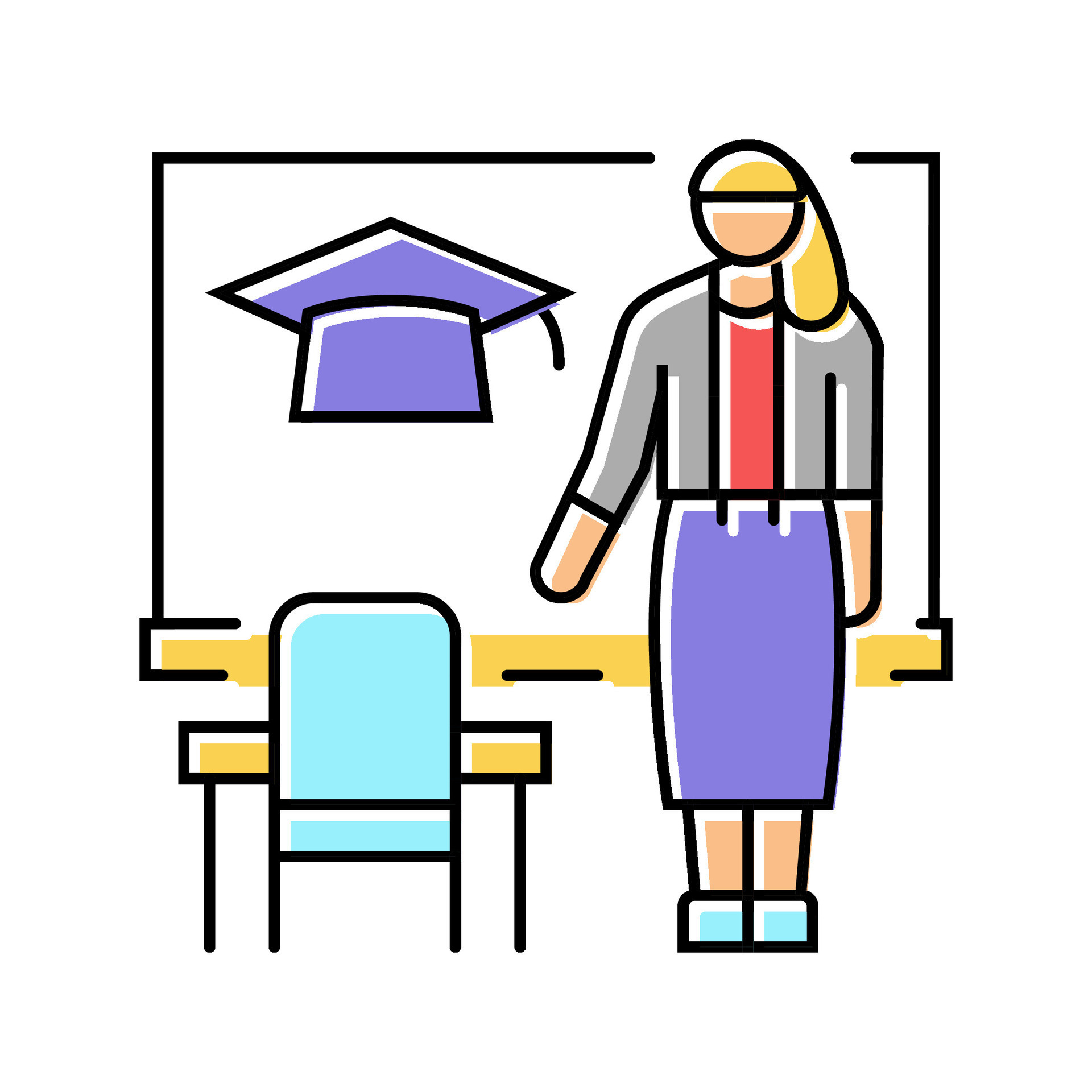classroom management primary school color icon vector illustration ... classroom management primary school color icon vector illustration ...