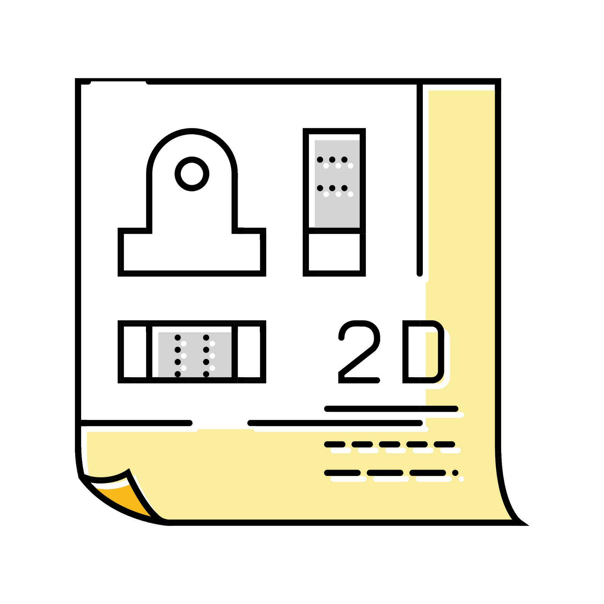 2d drafting architectural drafter color icon vector illustration ...