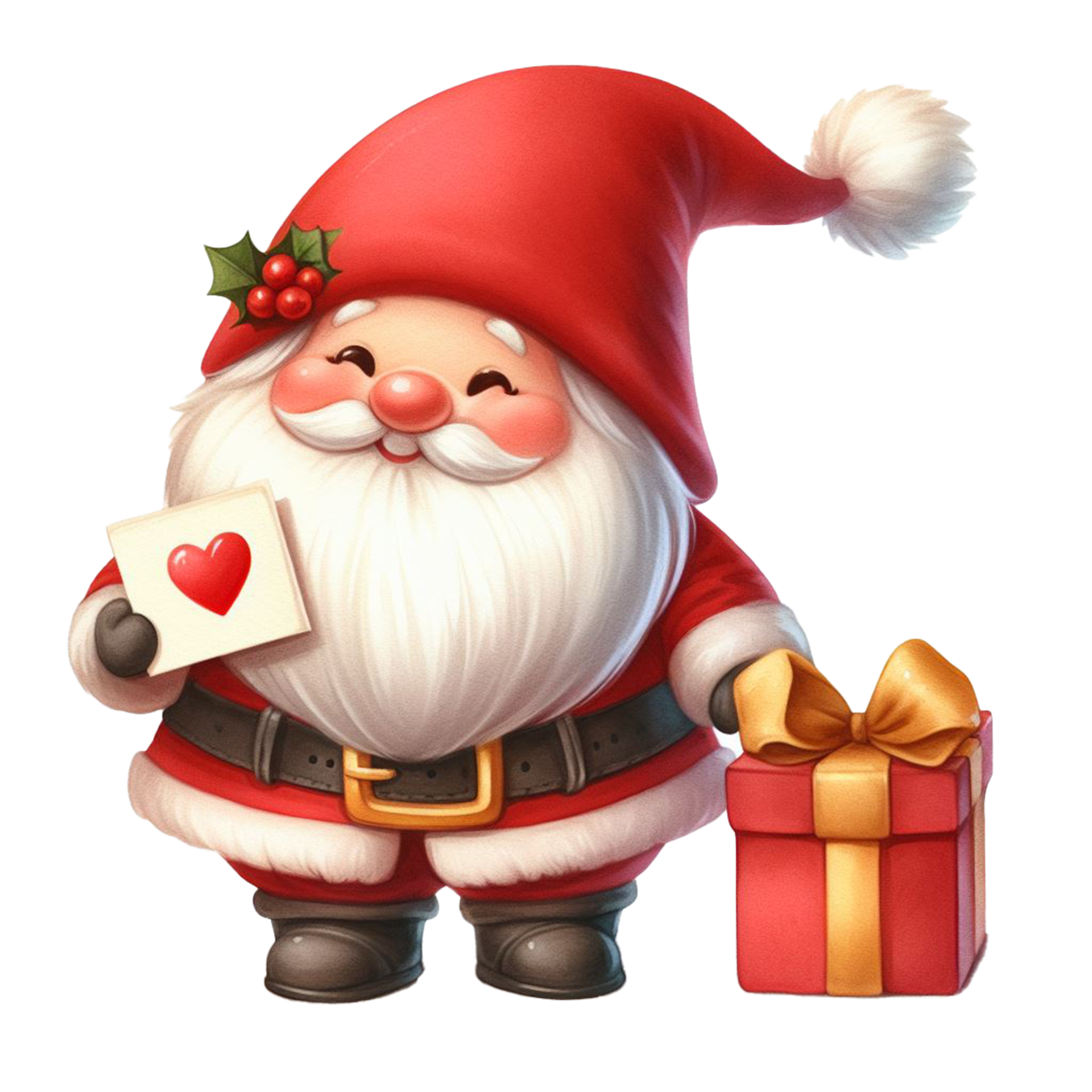 Linda Gnomo Papa Noel Claus Dibujos Animados Mano Dibujar Dibujos