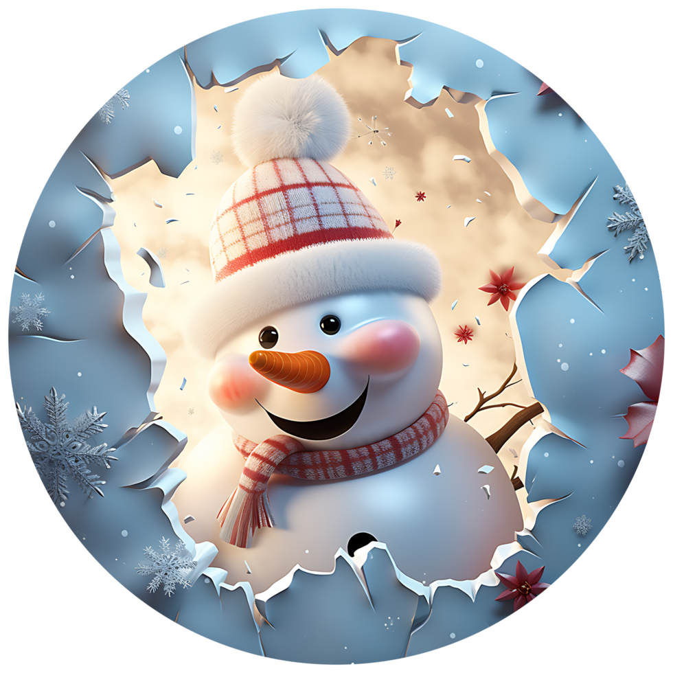 3d Joyful Snowman Christmas 35276238 Png
