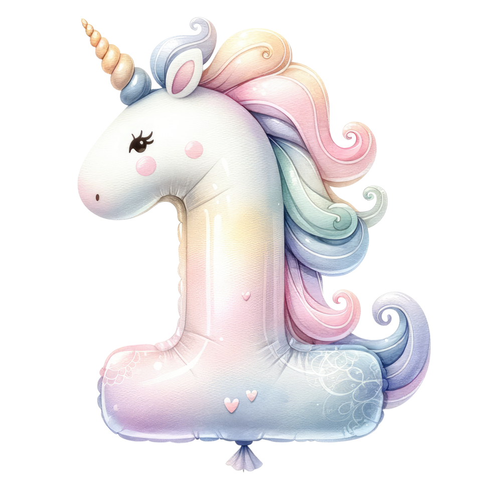AI generated Number 1 Pastel Unicorn isolate. 35280861 PNG