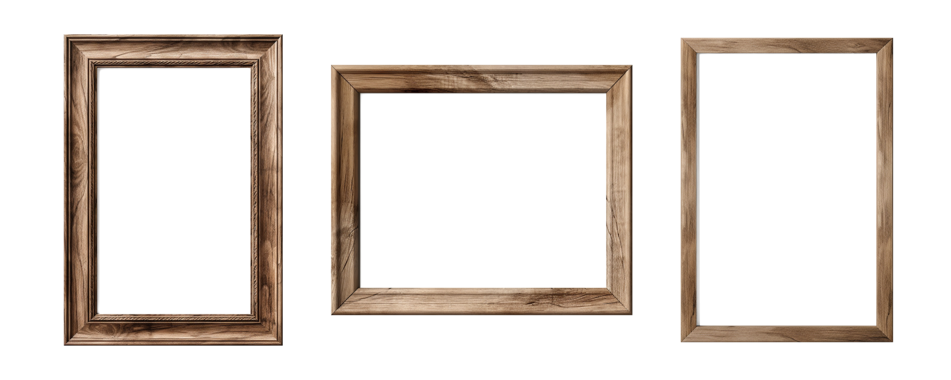 AI Generated Set Of Empty Natural Wooden Photo Frames On Transparent ai-generated-set-of-empty-natural-wooden-photo-frames-on-transparent