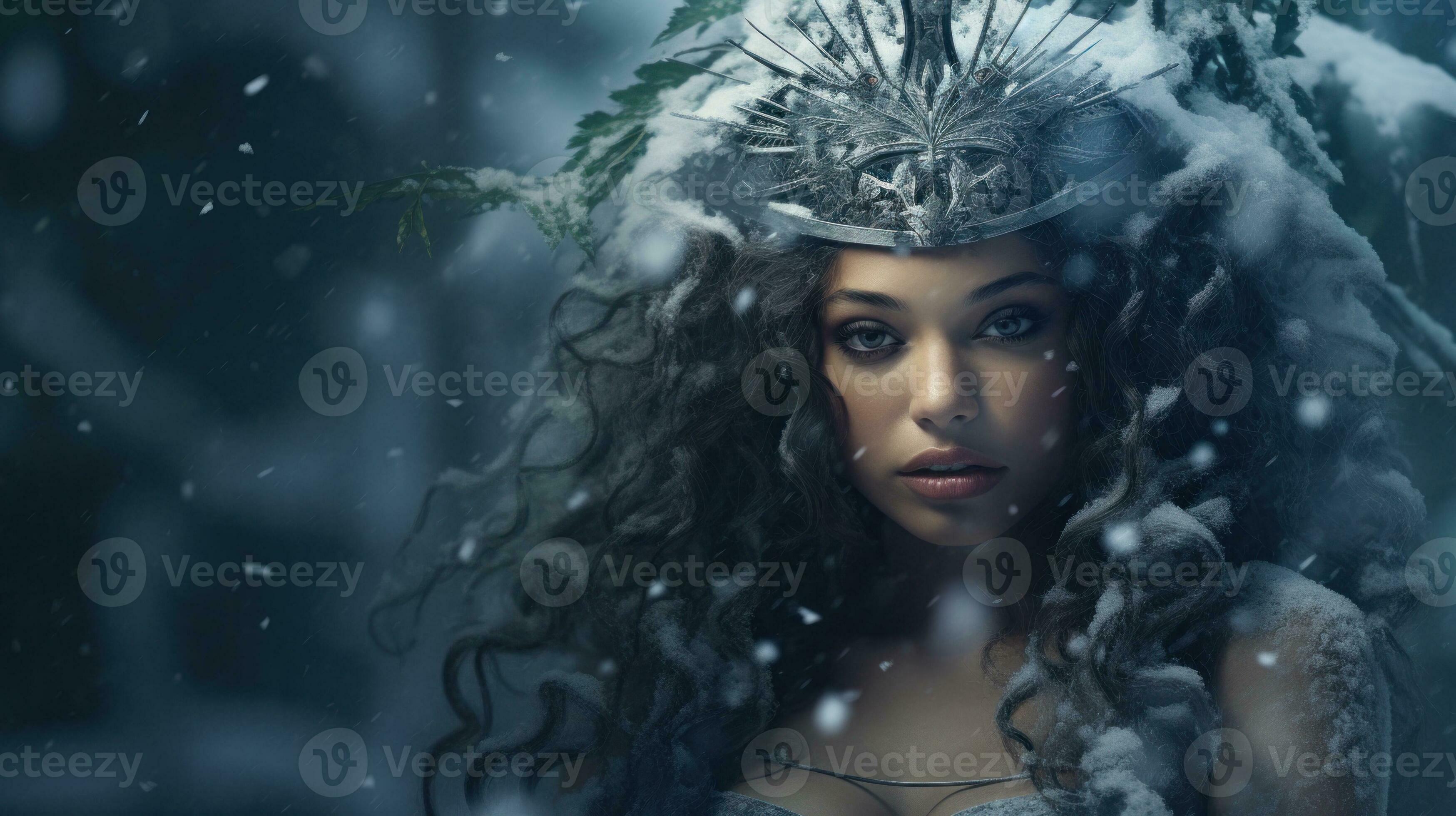 AI Generated A woman wearing a tiara in the snow, AI 35288072 Stock Photo at Vecteezy