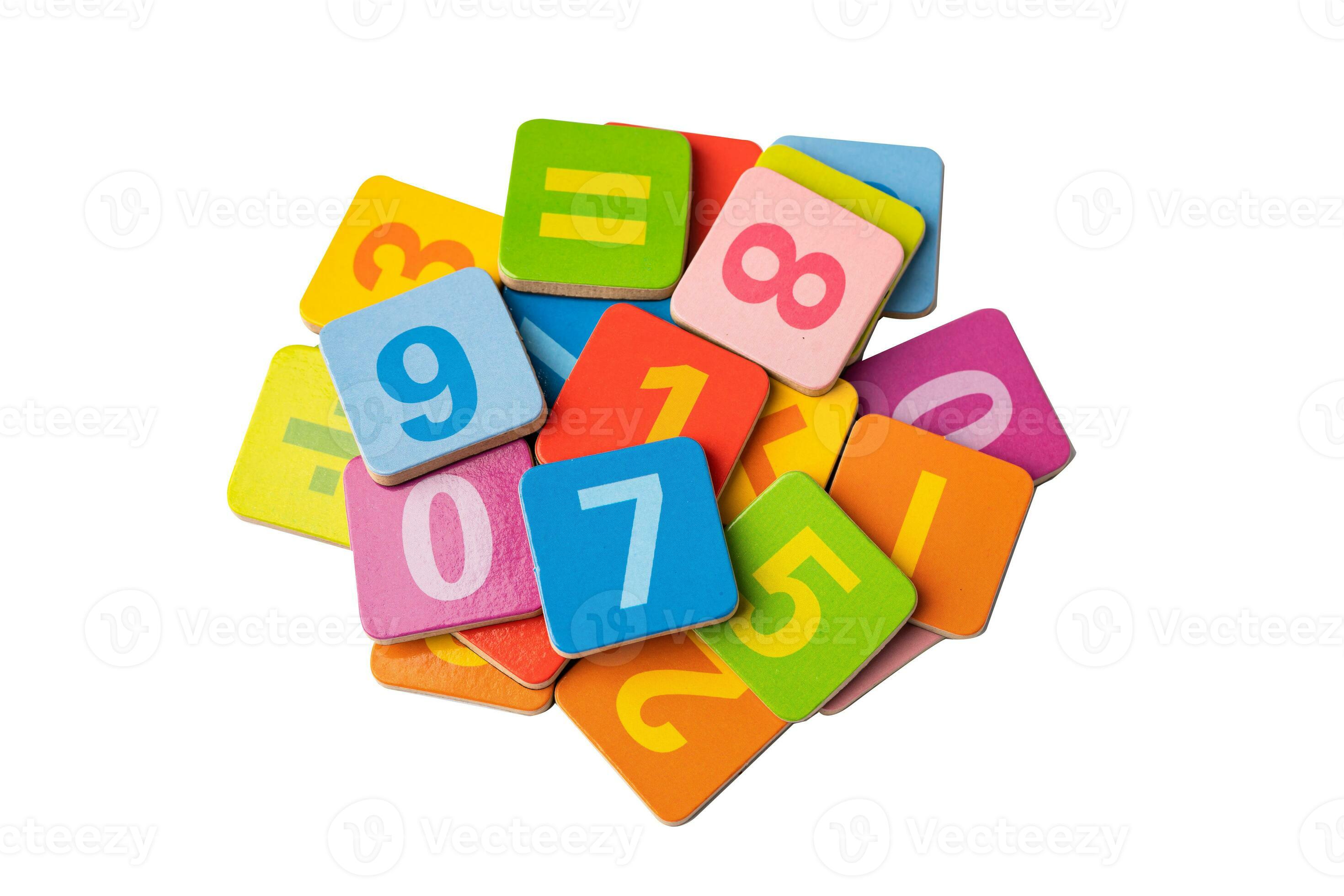 Math number colorful on white background with clipping path, education ...