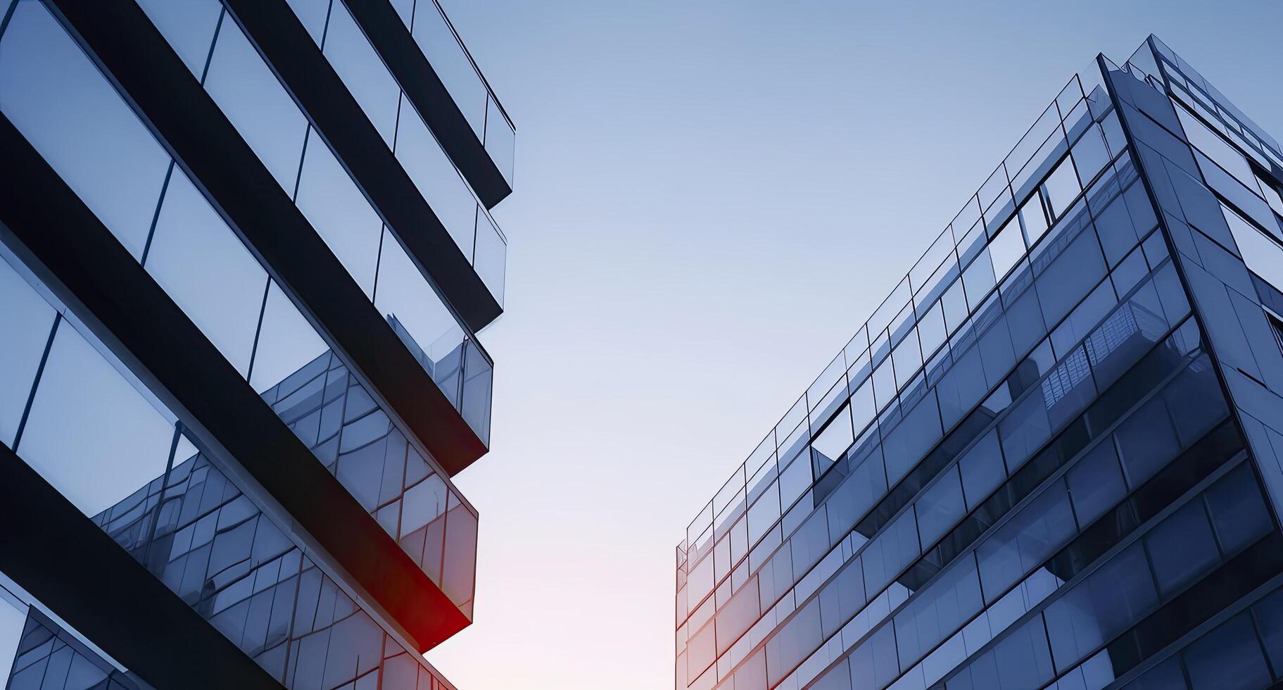 AI generated Two modern buildings with glass windows. Architecture ...