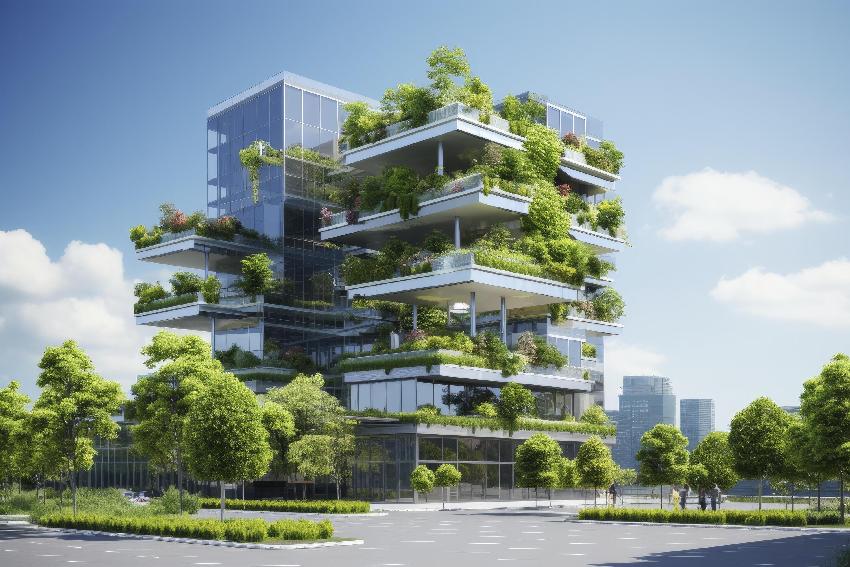 AI generated Office building with green environment. AI Generated ...