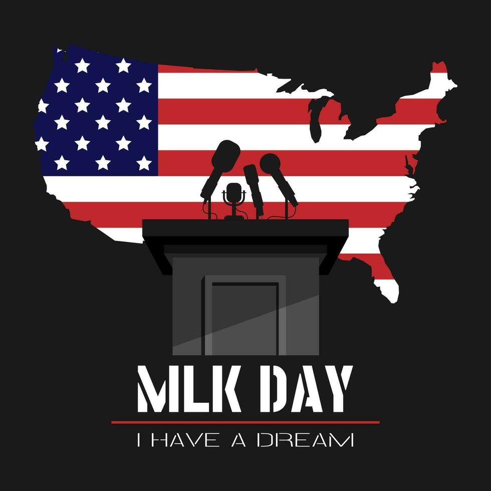 Martin Luther King Jr Day Poster With Usa Flag And Podium 35298659 Vector Art At Vecteezy