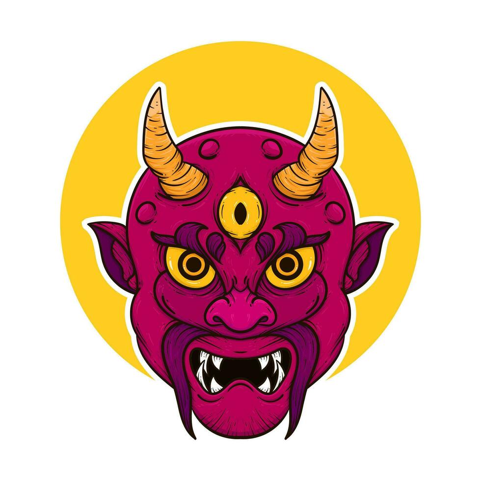 The Traditional Japanese Demon Oni Mask Illustration 35300991 Vector Art At Vecteezy