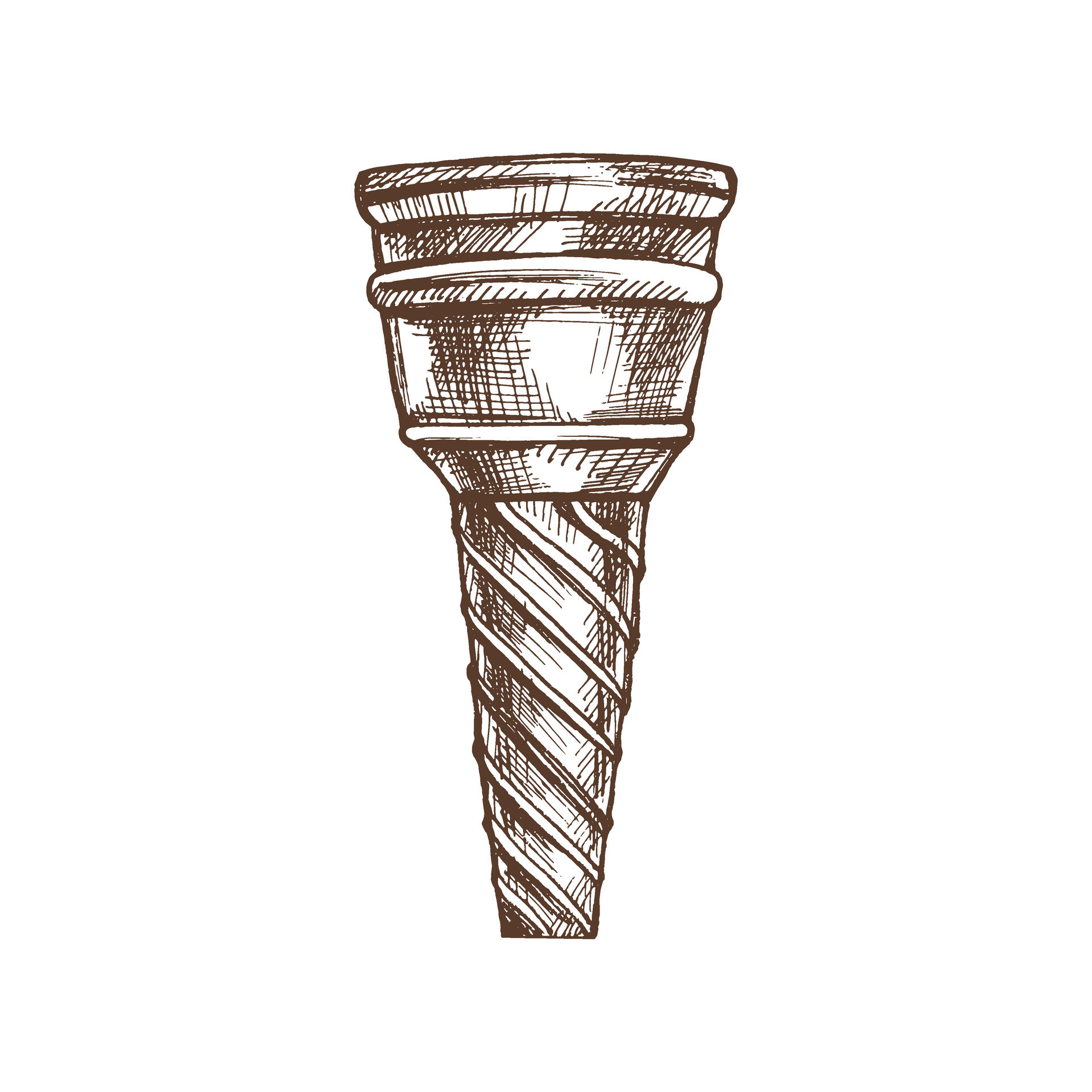 Hand Drawn Sketch Of Waffle Cup Cone For Ice Cream Element For Labels