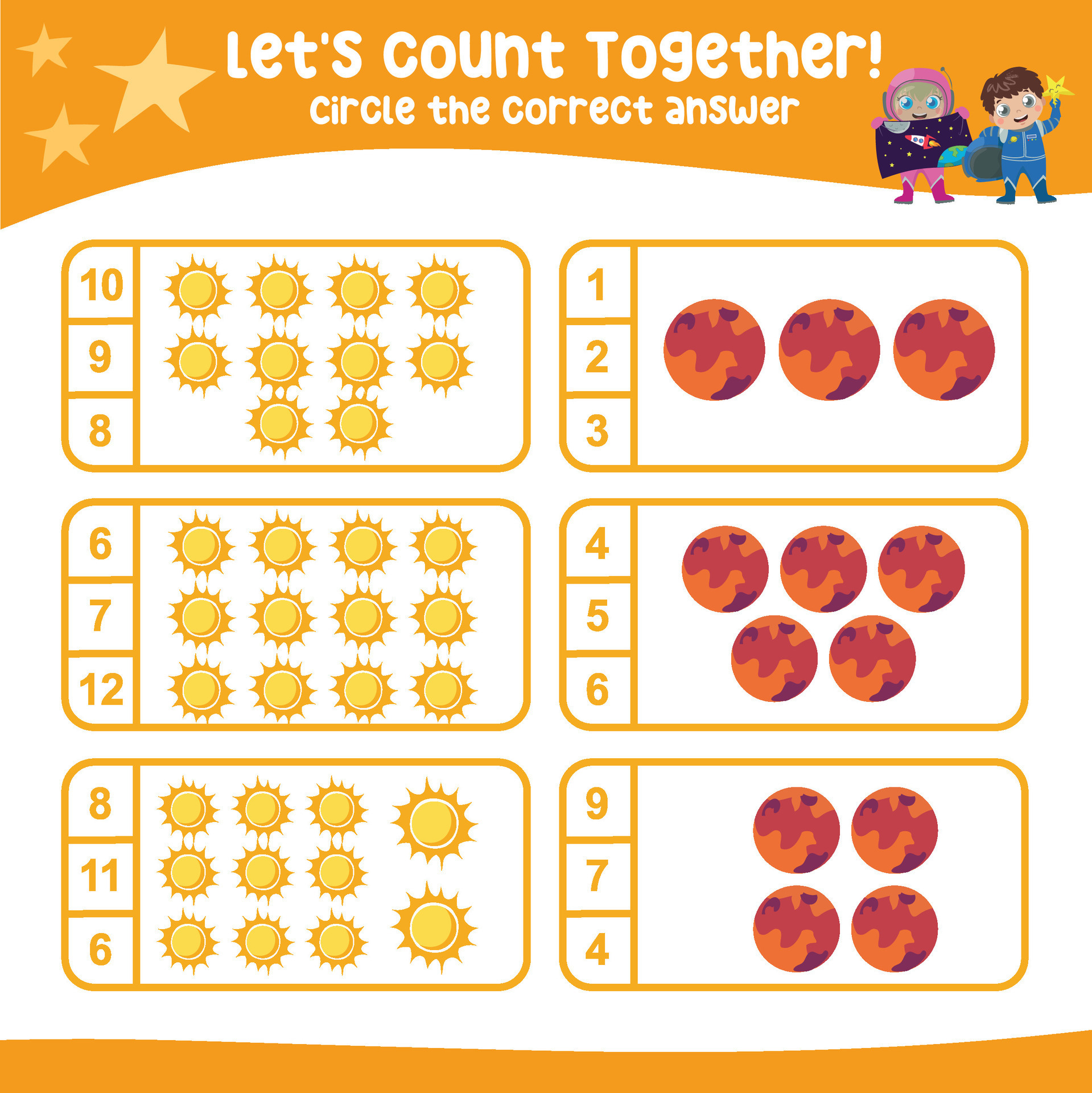 Lets count together. Circle the correct answer. Mathematic count and ...