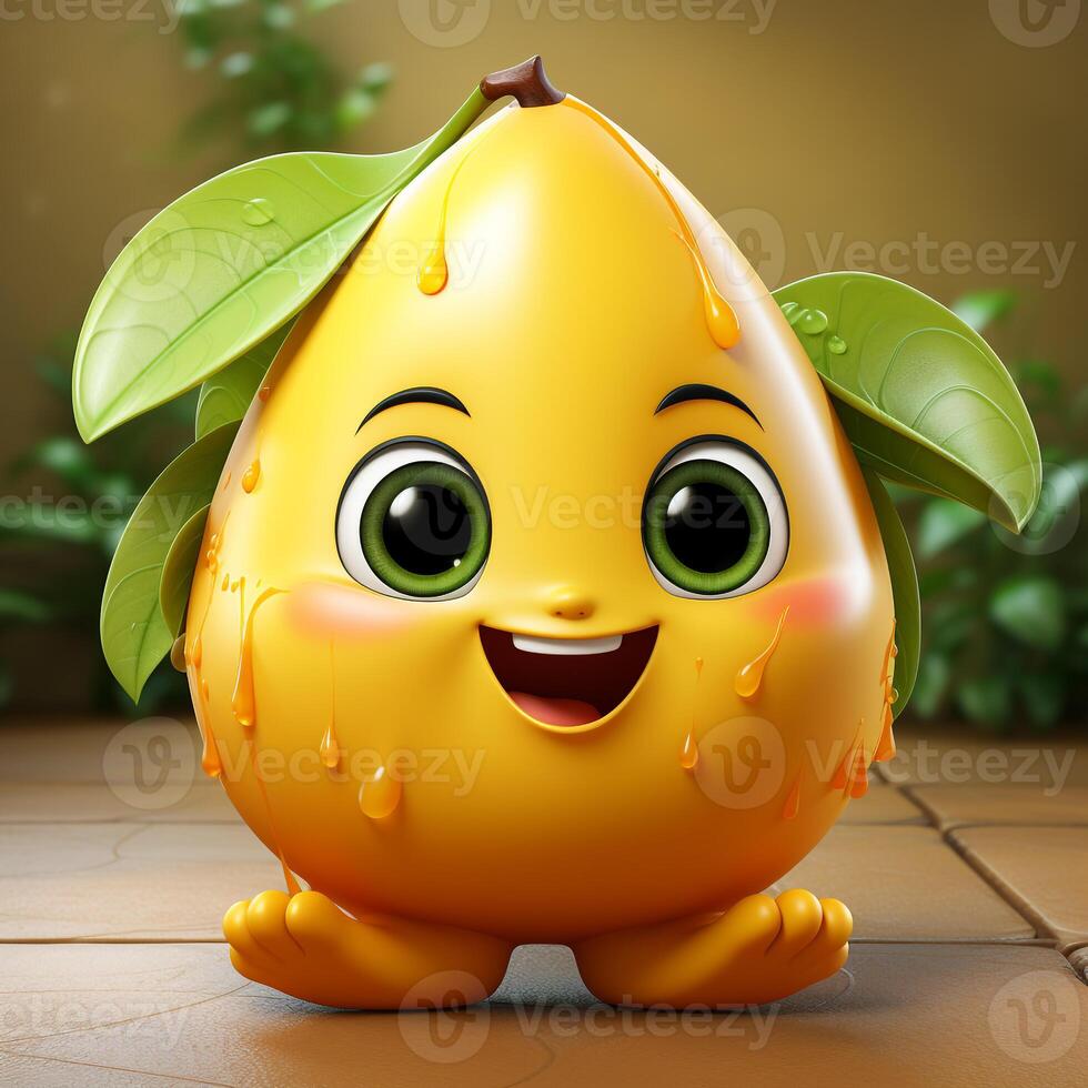 AI generated 3d realistic cartoon cute mango fruit 35305434 Stock Photo ...