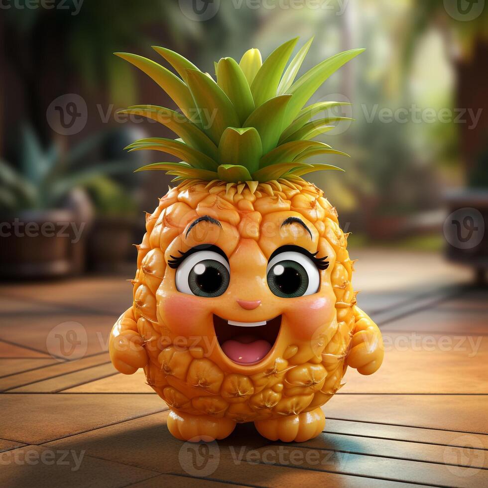 AI generated 3d realistic cartoon cute pineapple fruit 35305495 Stock ...