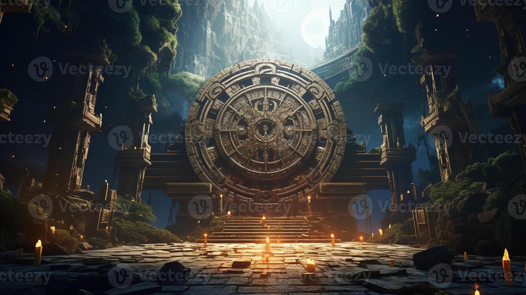 AI generated forgotten ancient realm, digital art illustration, Generative AI 35306451 Stock ...