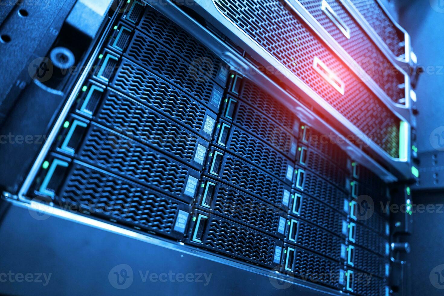 The server room tells the computer server that is working continuously ...