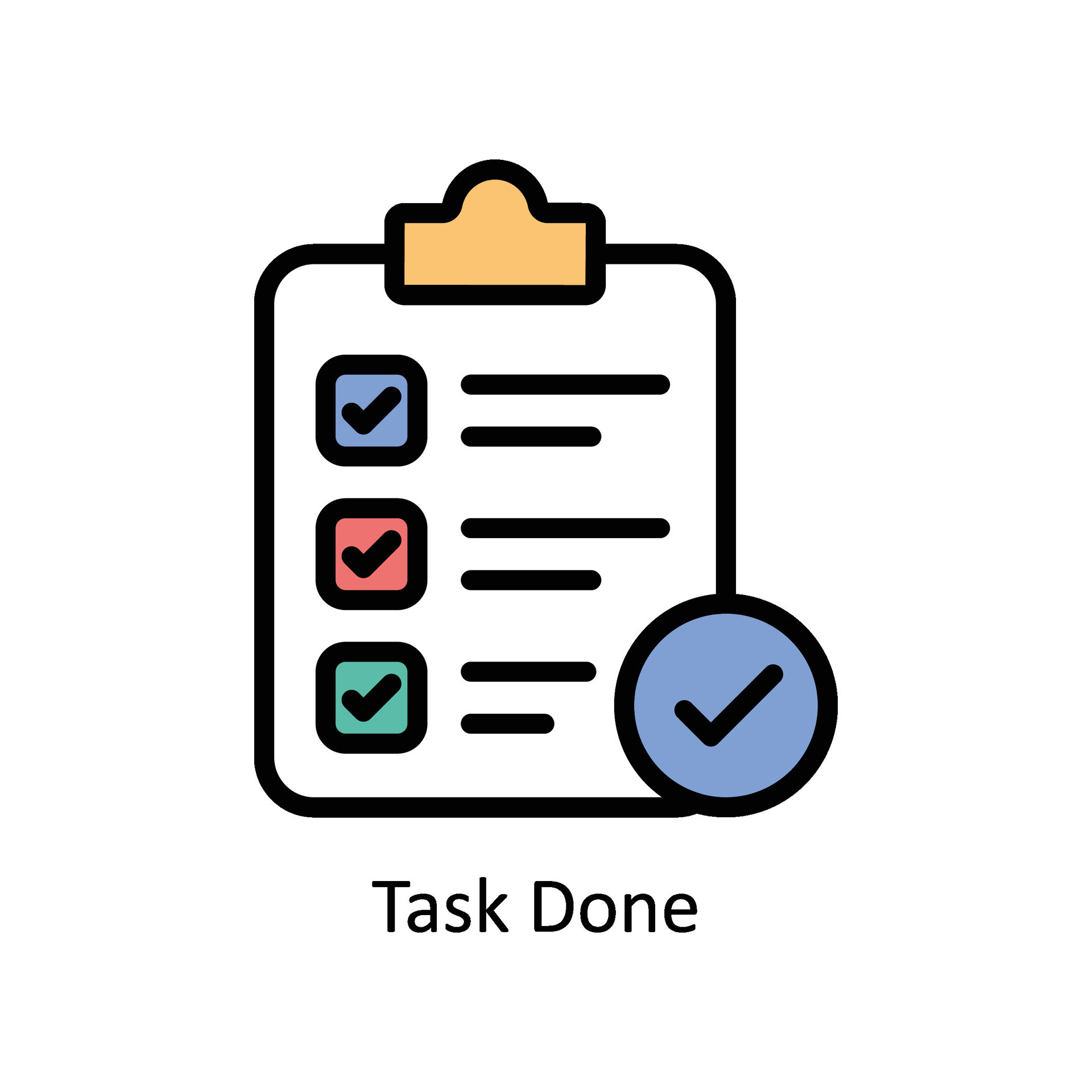 Task Done vector filled outline Icon Design illustration. Business And Management Symbol on ...