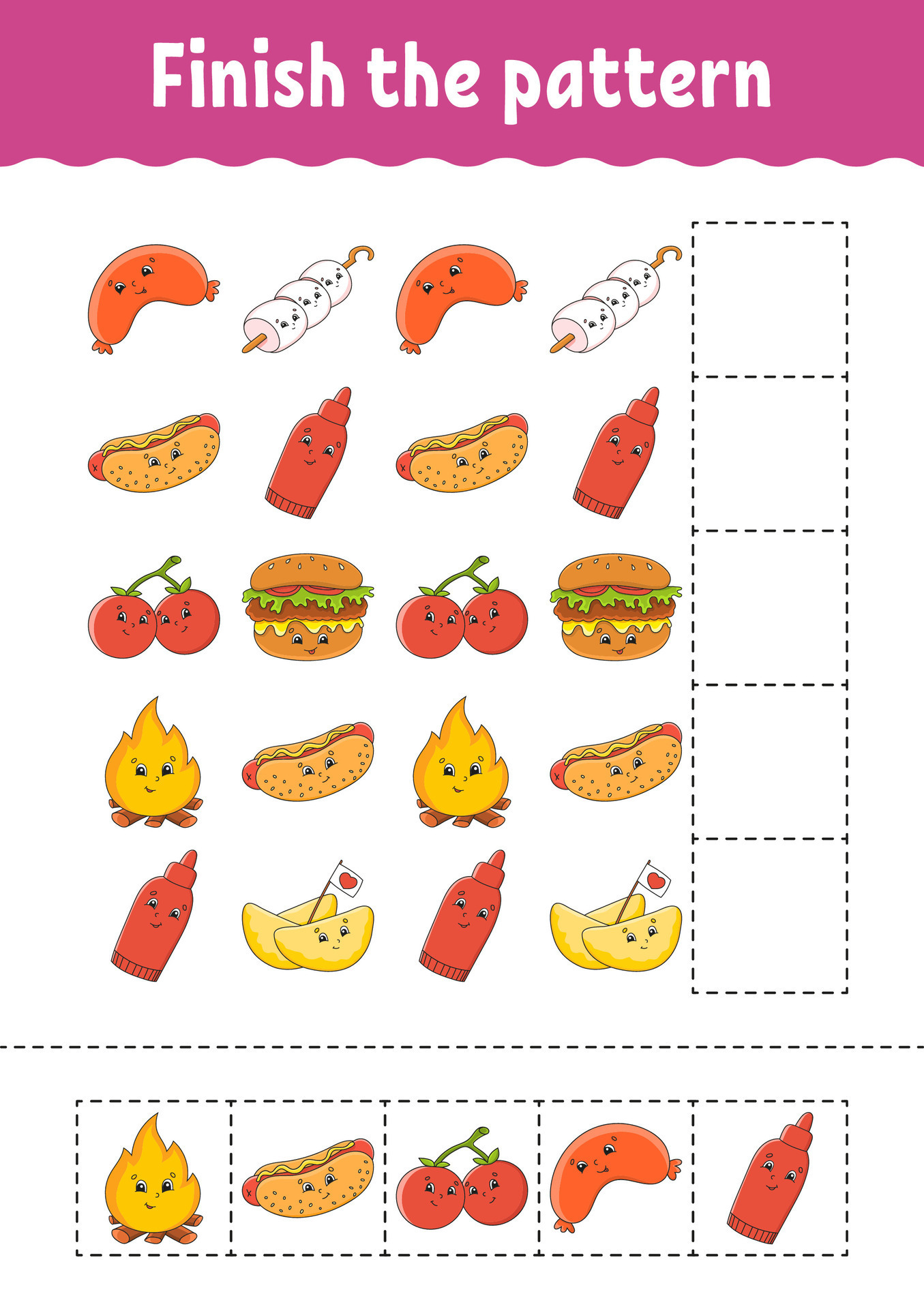 Finish the pattern. Cut and play. Education developing worksheet ...