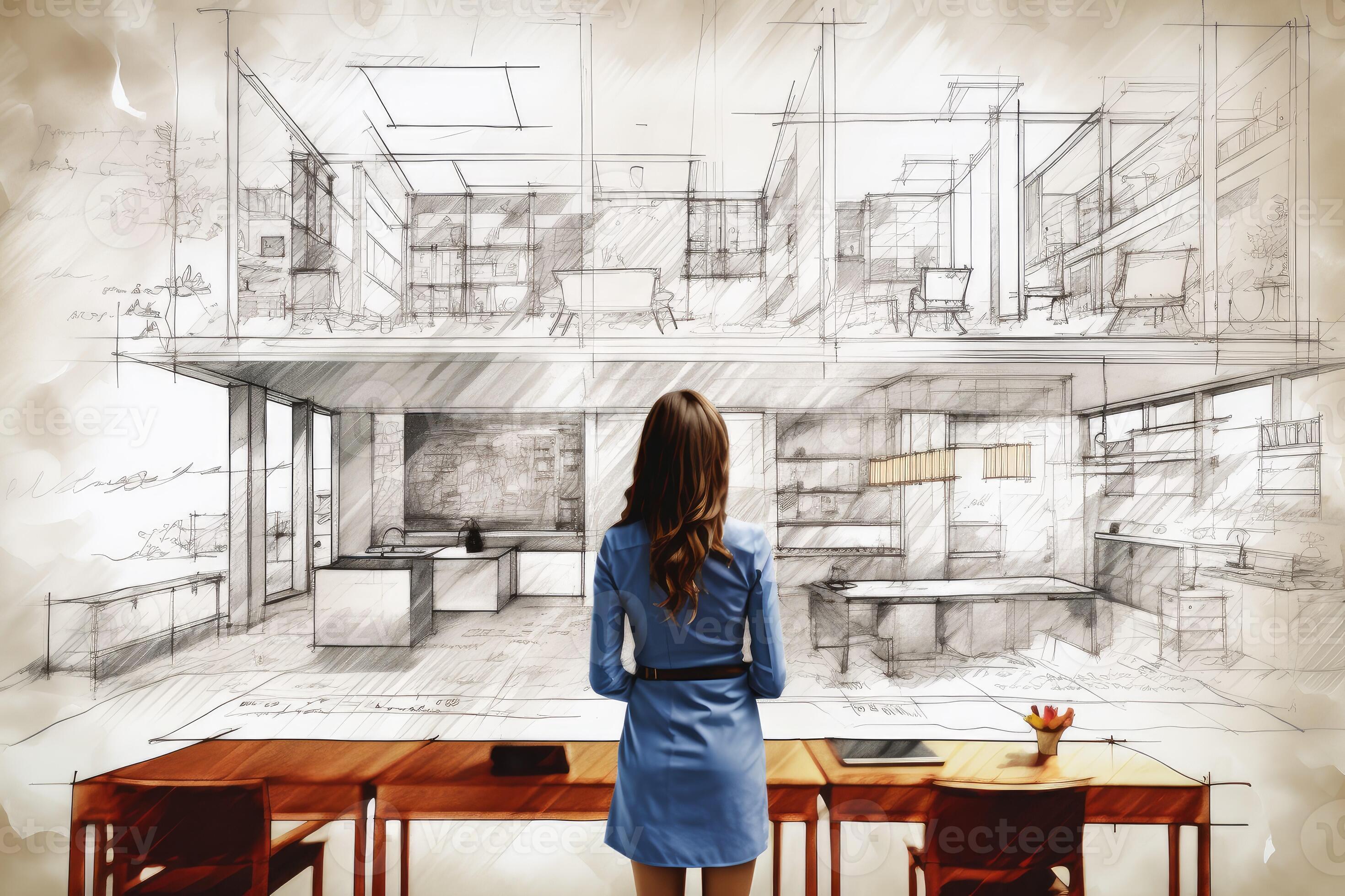 AI generated Artistic Architect house plan drawing. Generate AI ... AI generated Artistic Architect house plan drawing. Generate AI ...
