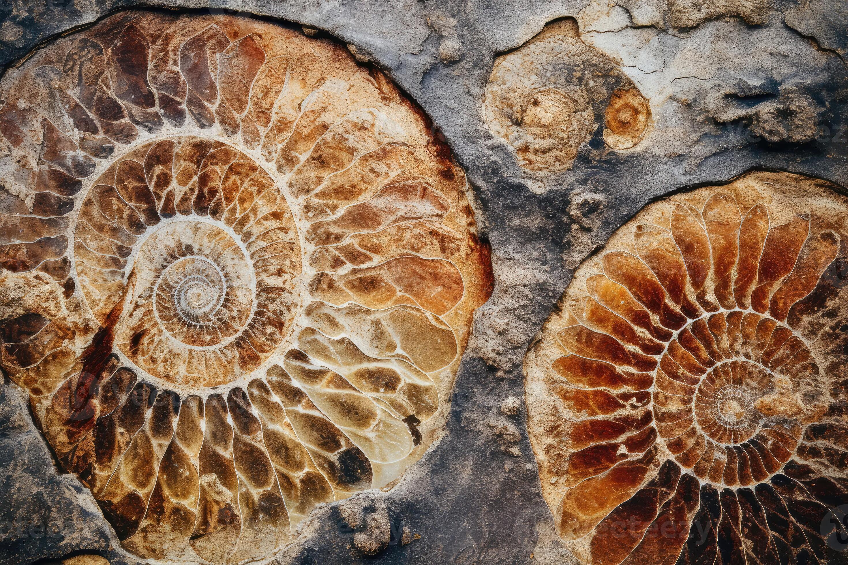 AI generated Fossilized ammonite texture background, ancient and ...