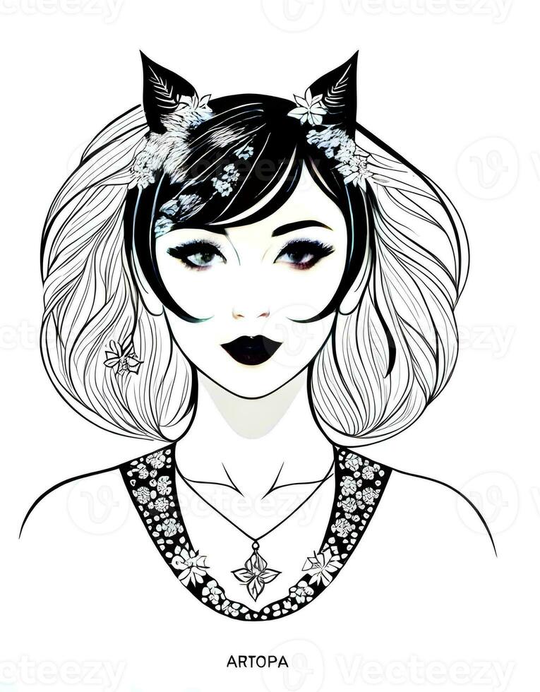 Ai Generated Fantasy Generative Ai On The Theme Of Belladonna Black And White Portrait Of A