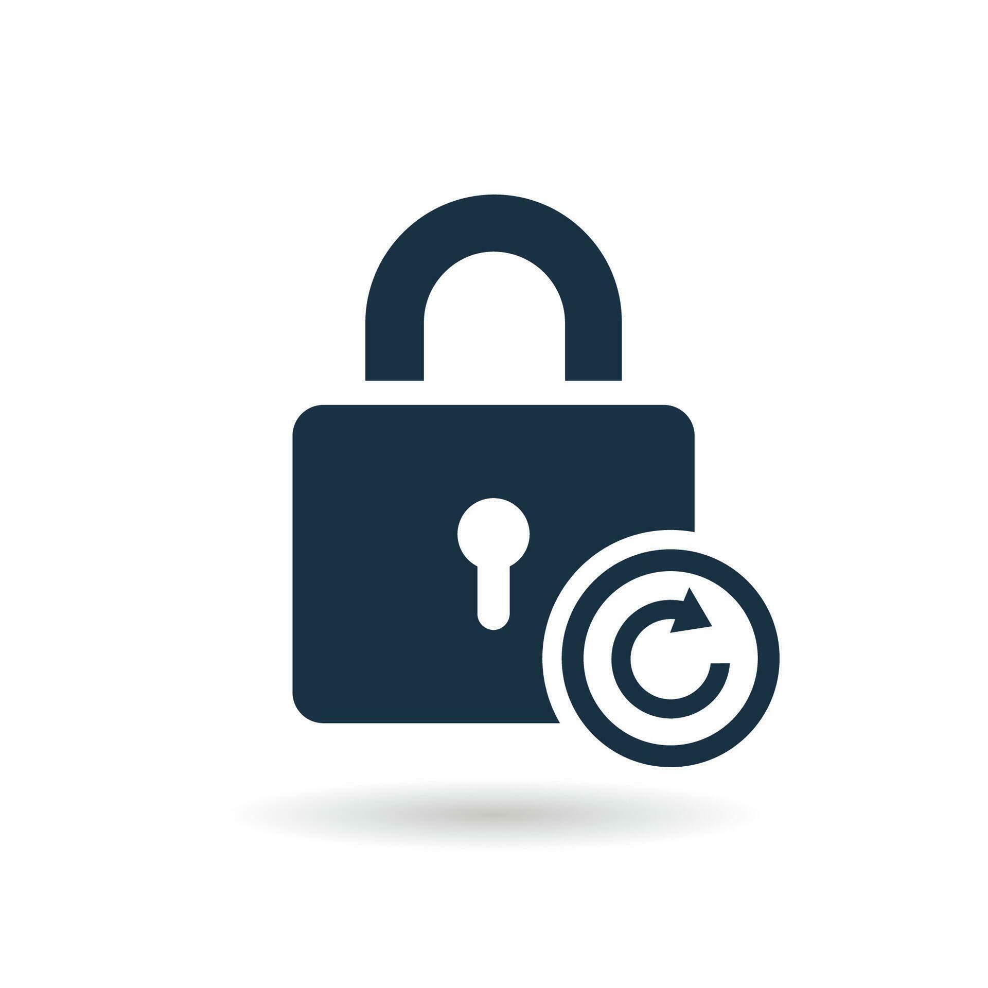 Reset password icon. Repeat safety icon. Lock reload icon on white ...