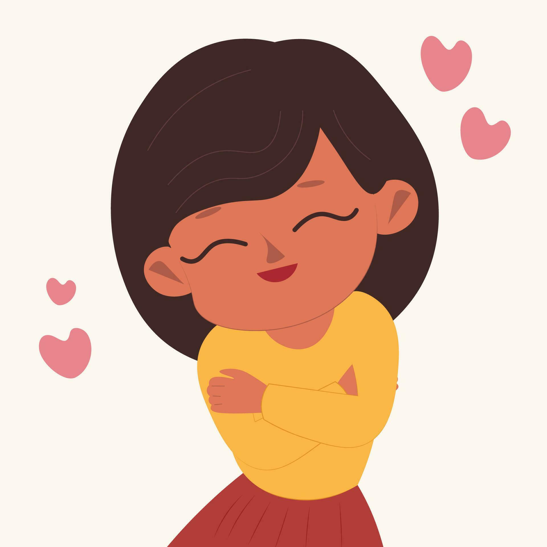 Love Yourself A Woman Hugging Herself Taking Care Of Yourself