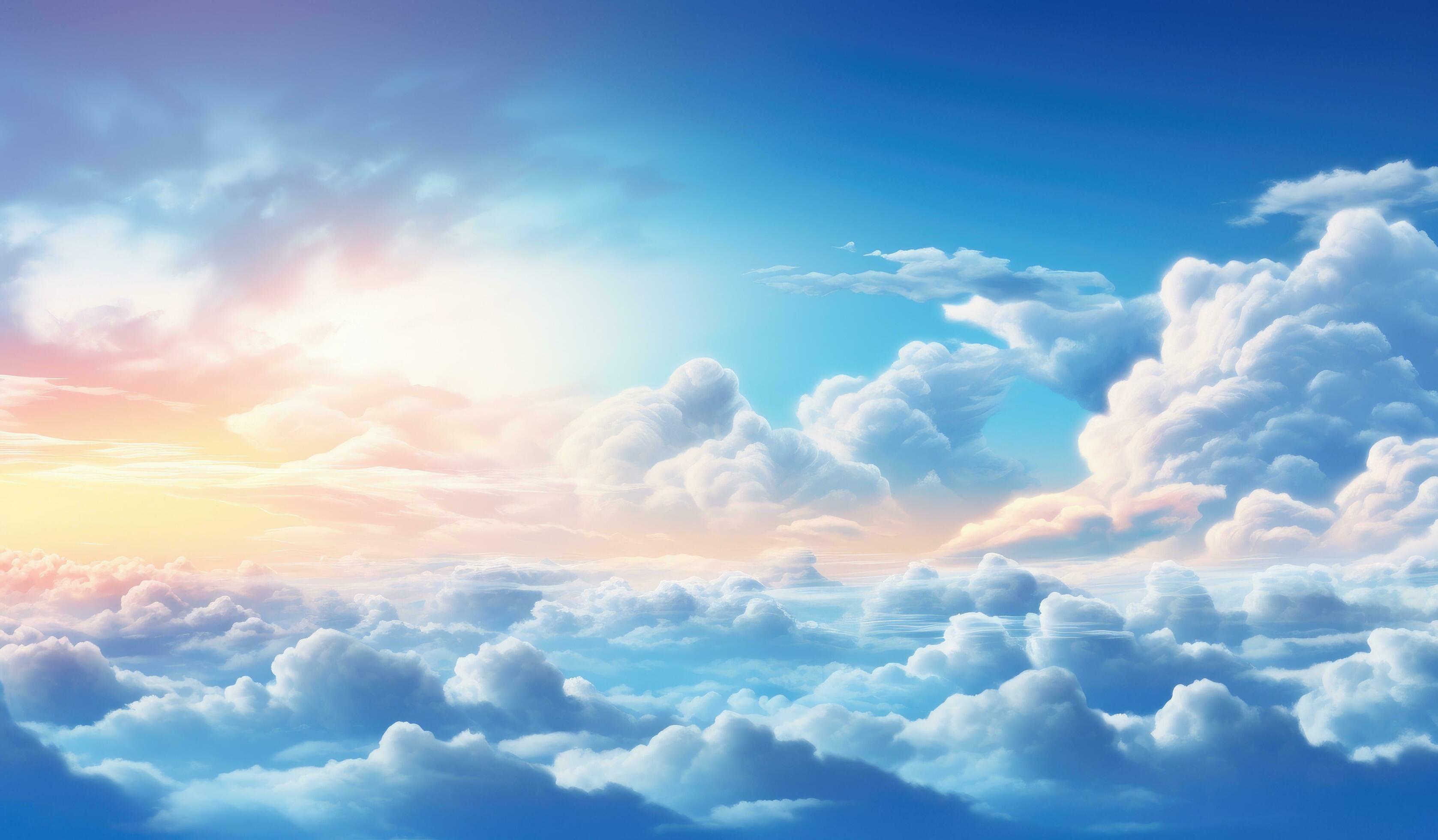 AI generated an image of the blue sky with a colorful cloud filled sky, 35347523 Stock Photo at ...