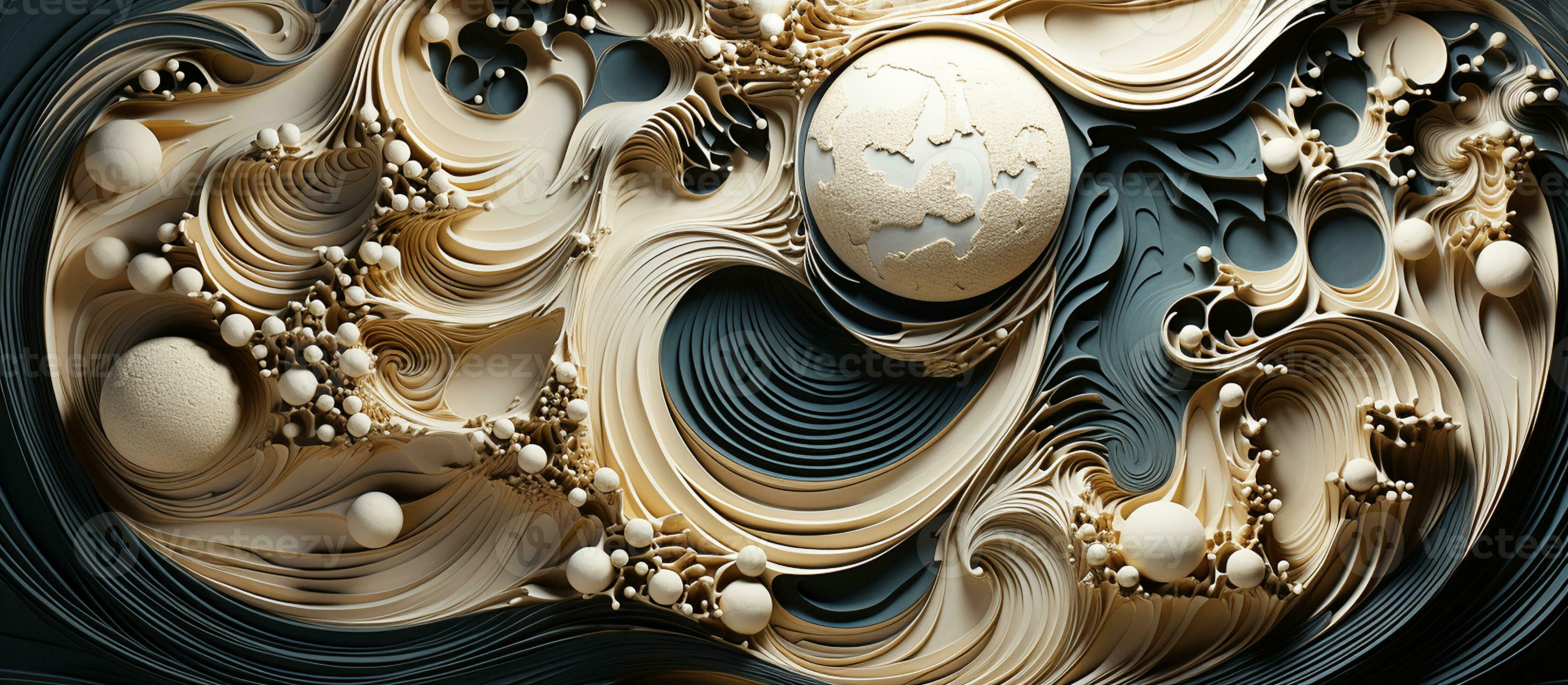 AI generated Abstract piece focusing on intricate textures, rough and ...